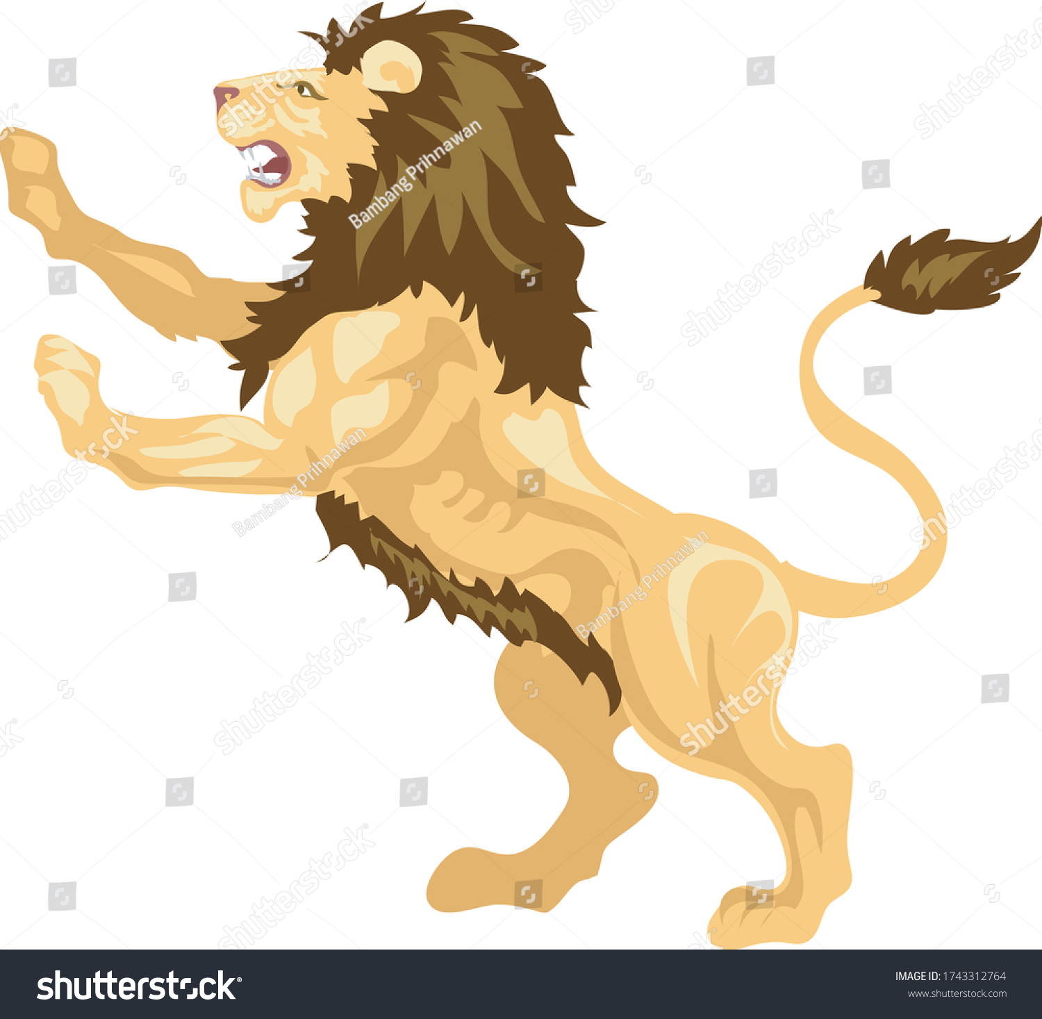 Alpha Lion Standing Roaring Vector Stock Vector (Royalty Free ...