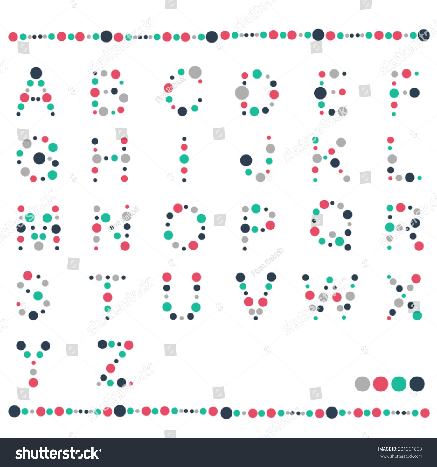 Alphabet Az Dots Vector Set 3 Stock Vector 201361853 - Shutterstock