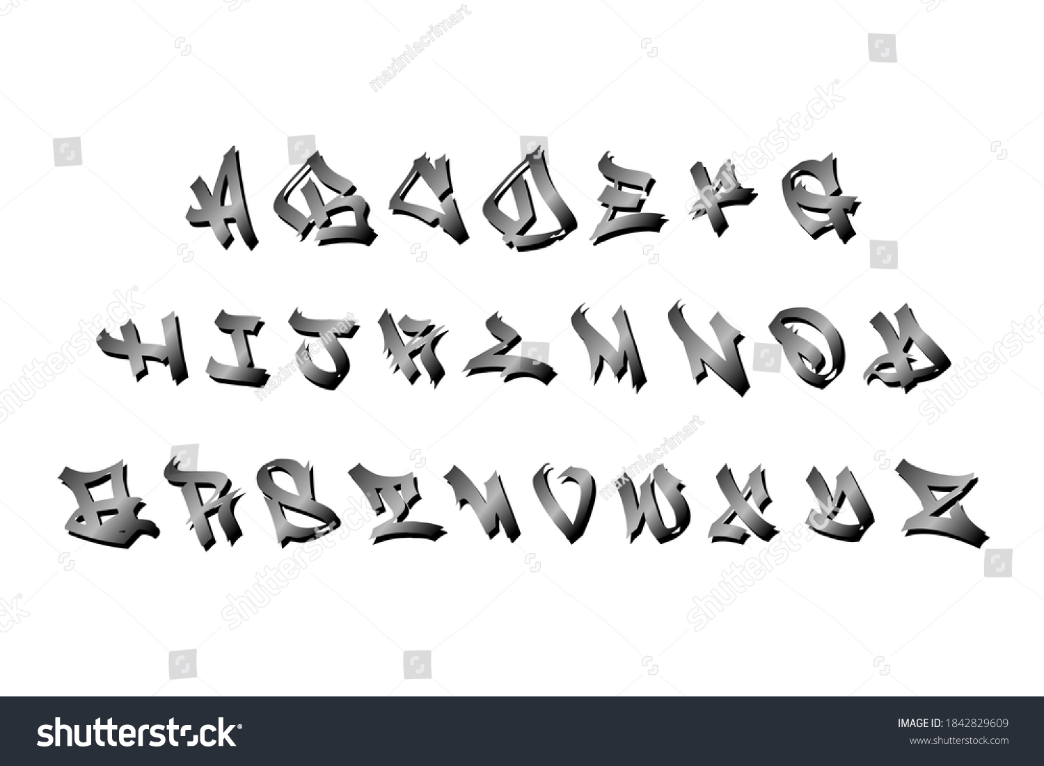 Alphabet Gothic Graffiti Style Vector Stock Vector (Royalty Free ...