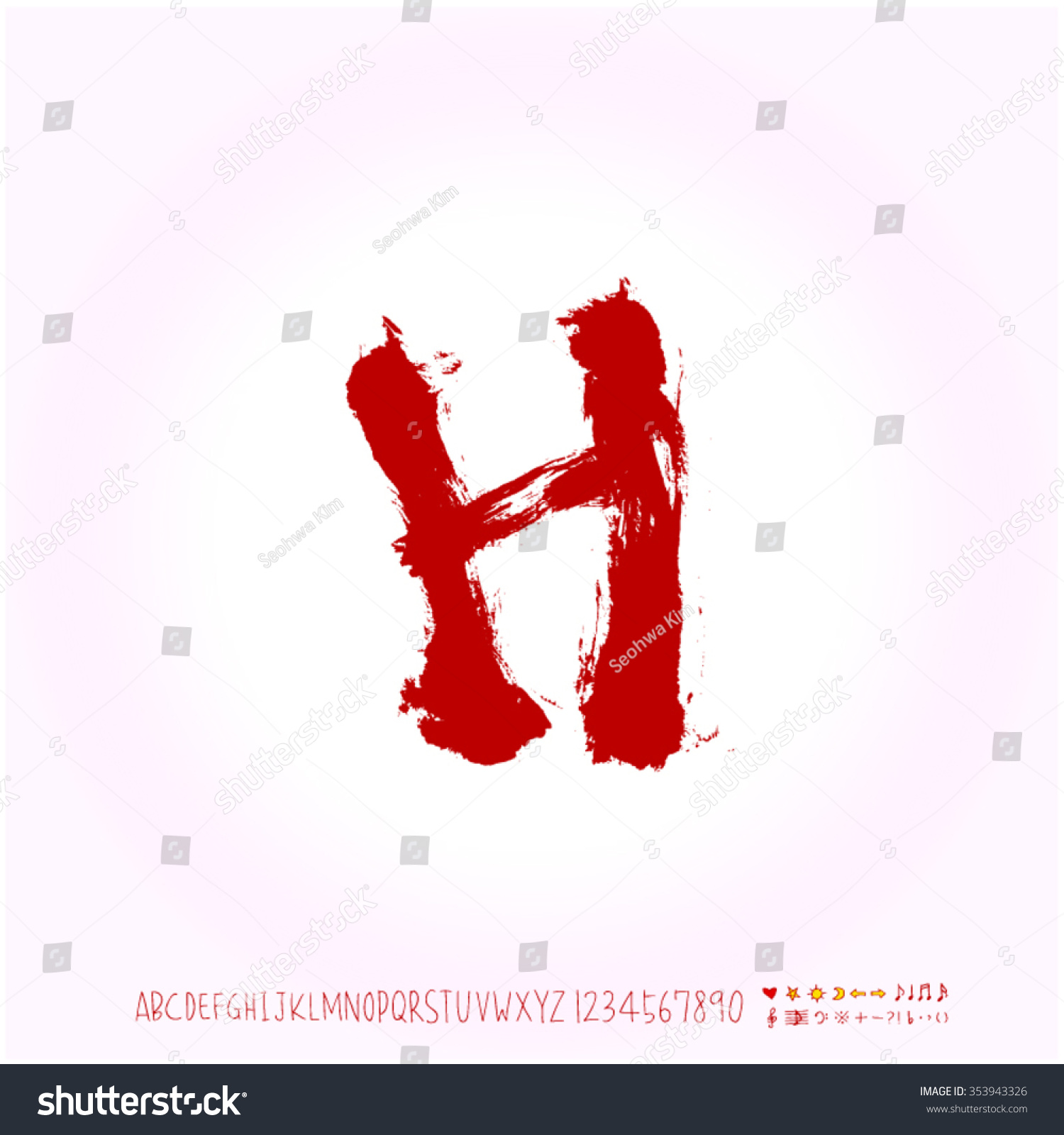 Alphabet Number Hand Drawn Calligraphy Vector Stock Vector (Royalty ...
