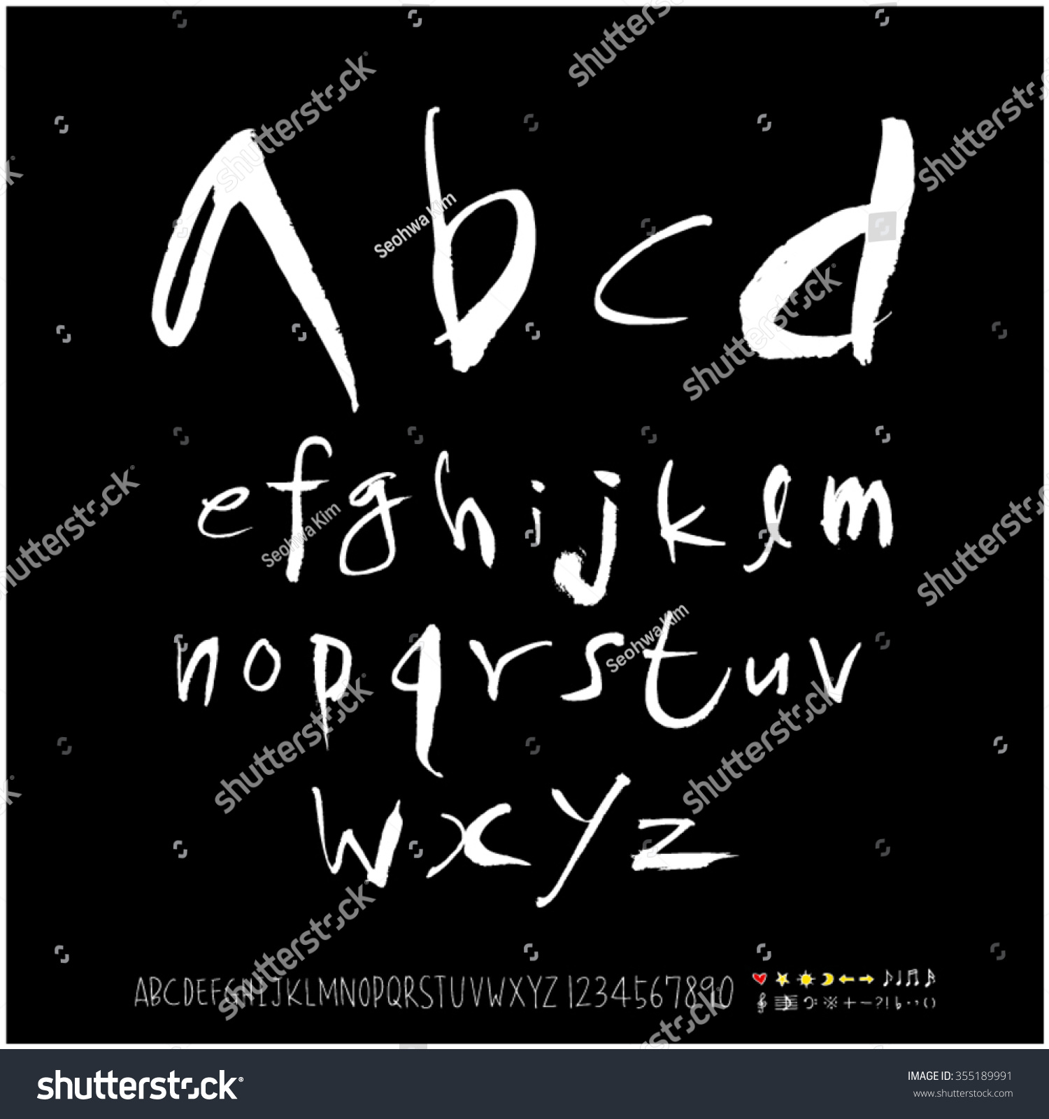 Alphabet Number Hand Drawn Calligraphy Vector: vector de stock (libre ...