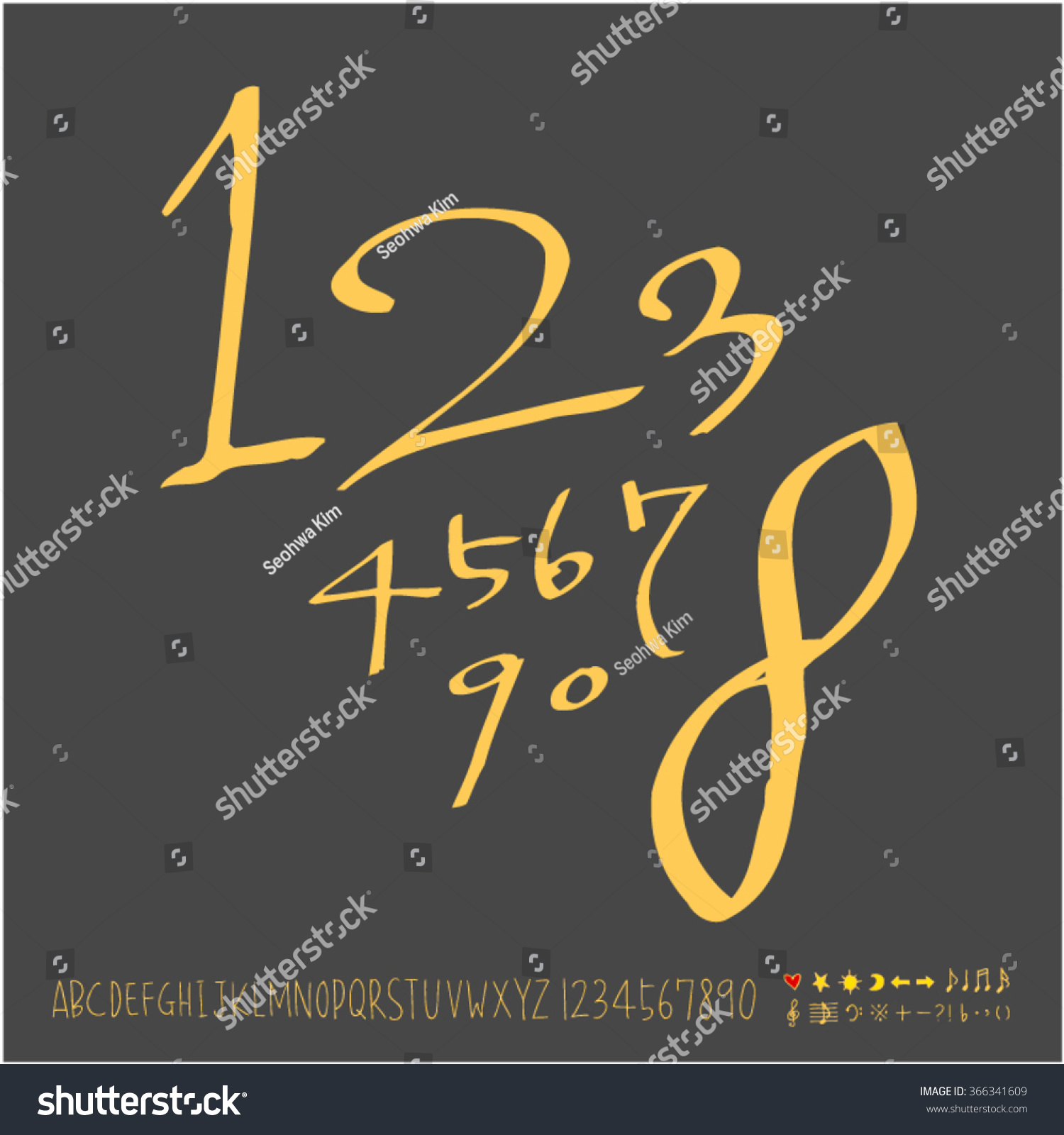 Alphabet & Number / Hand Drawn Calligraphy - Vector - 366341609 ...