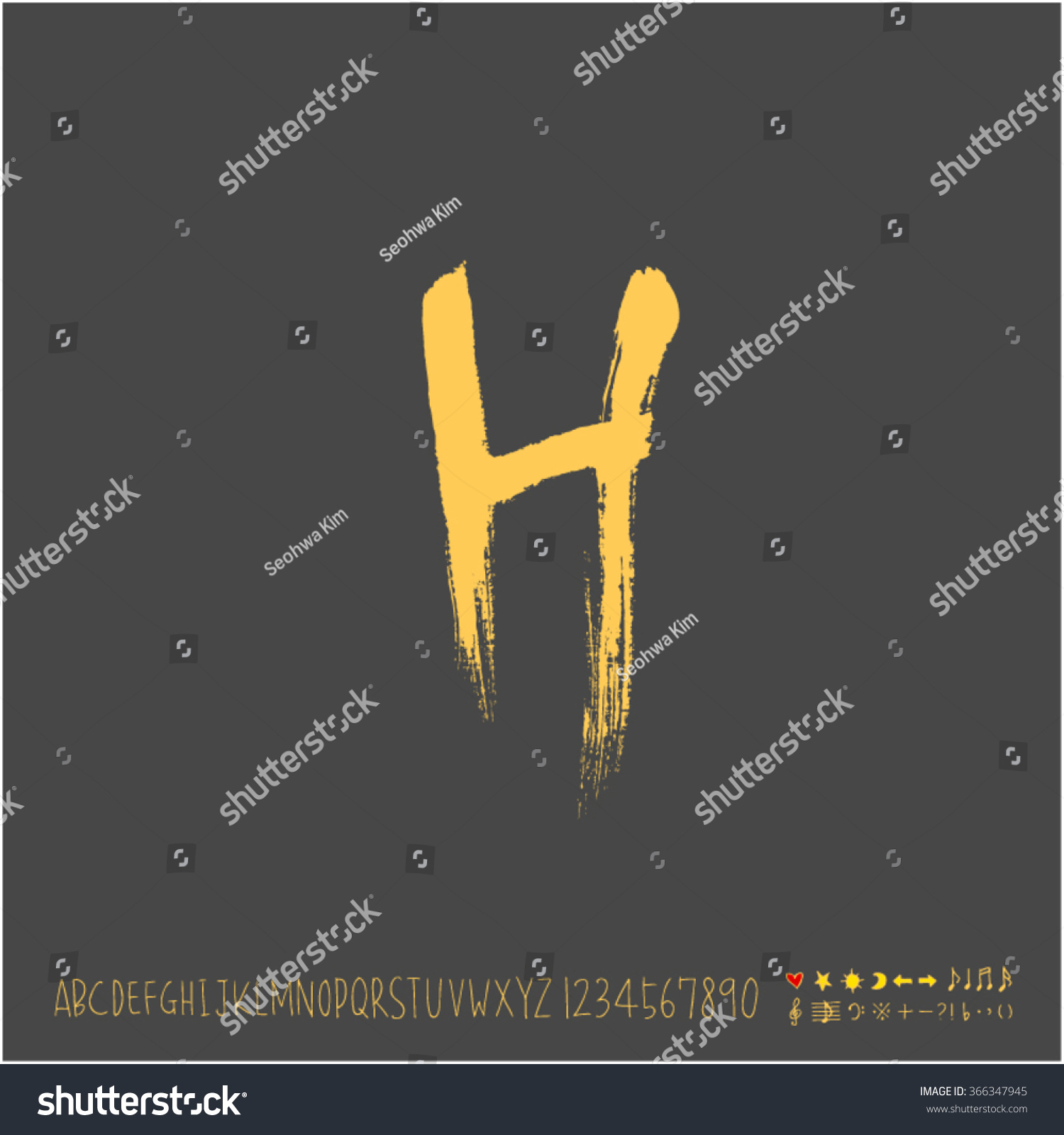 Alphabet Number Hand Drawn Calligraphy Vector Stock Vector (Royalty ...