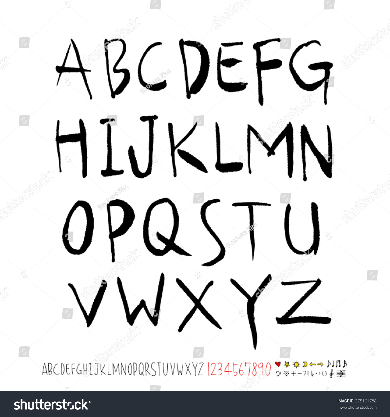 Alphabet Number Handwriting Vector Stock Vector (Royalty Free) 375161788