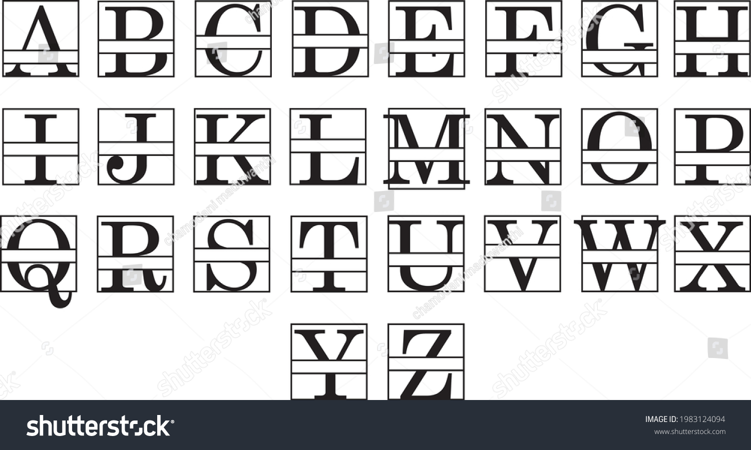 Alphabet Split Monogram Split Letter Monogram Stock Vector (Royalty ...