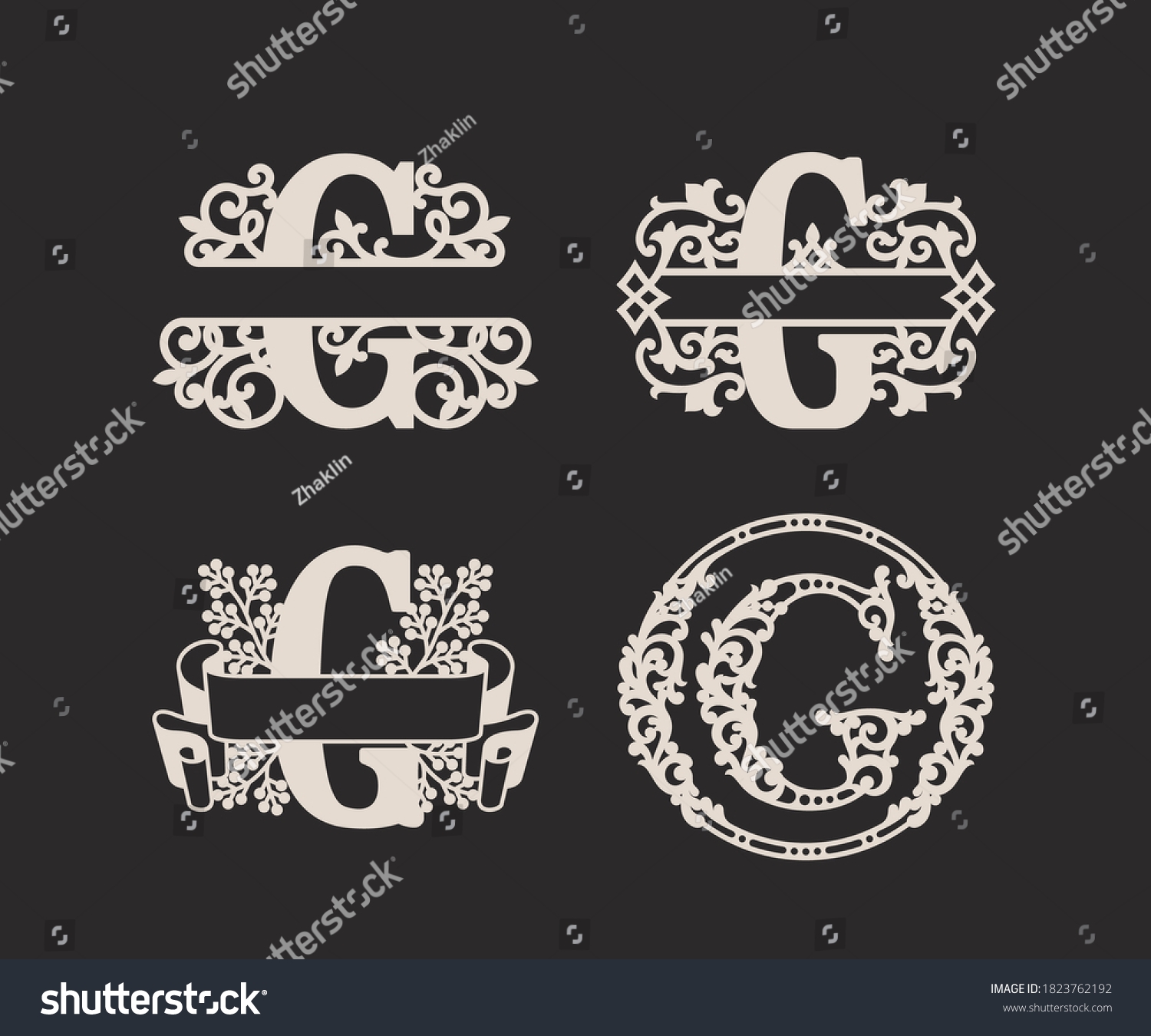 Alphabet Split Monograms Set Split Letter Stock Vector (Royalty Free ...