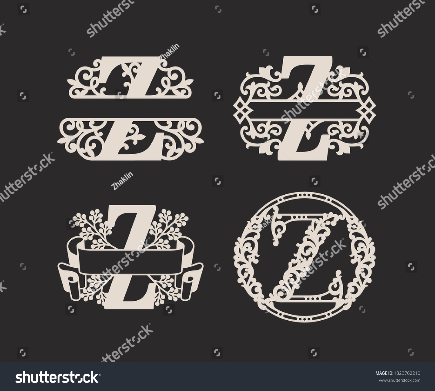 Alphabet Split Monograms Set Split Letter Stock Vector (Royalty Free ...