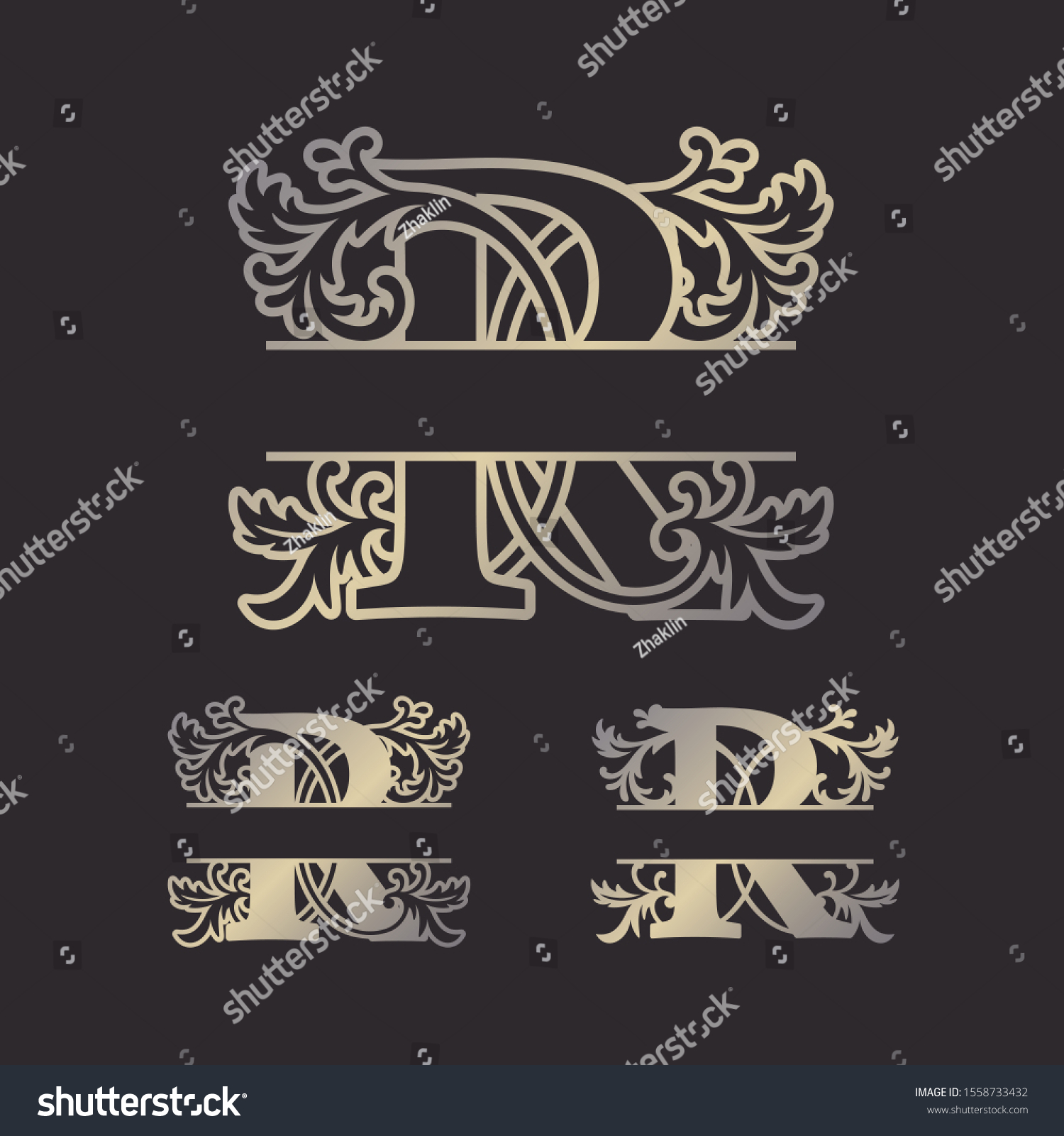 Alphabet Split Monograms Split Letter Monogram Stock Vector (Royalty ...