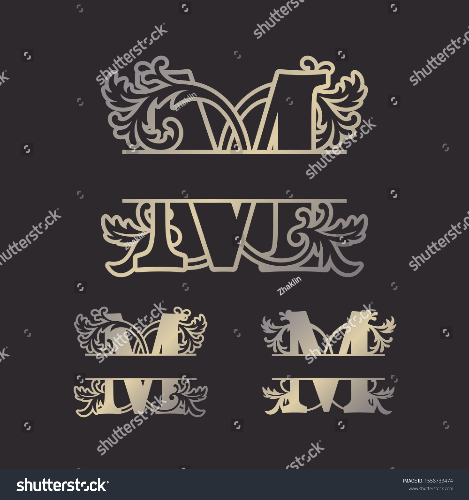 Alphabet Split Monograms Split Letter Monogram Stock Vector (Royalty ...