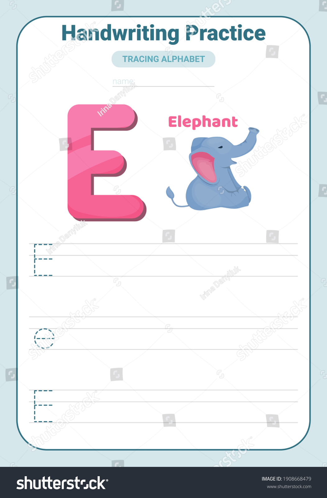 Alphabet Tracing Practice Letter E Tracing Stock Vector (Royalty Free ...