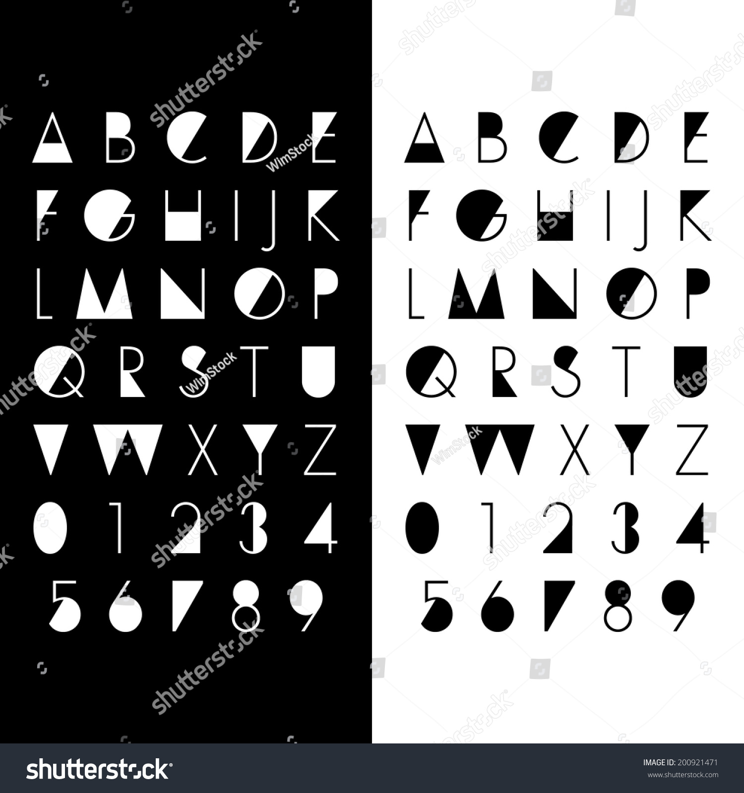 Alphabetic Fonts Numbers Stock Vector (Royalty Free) 200921471