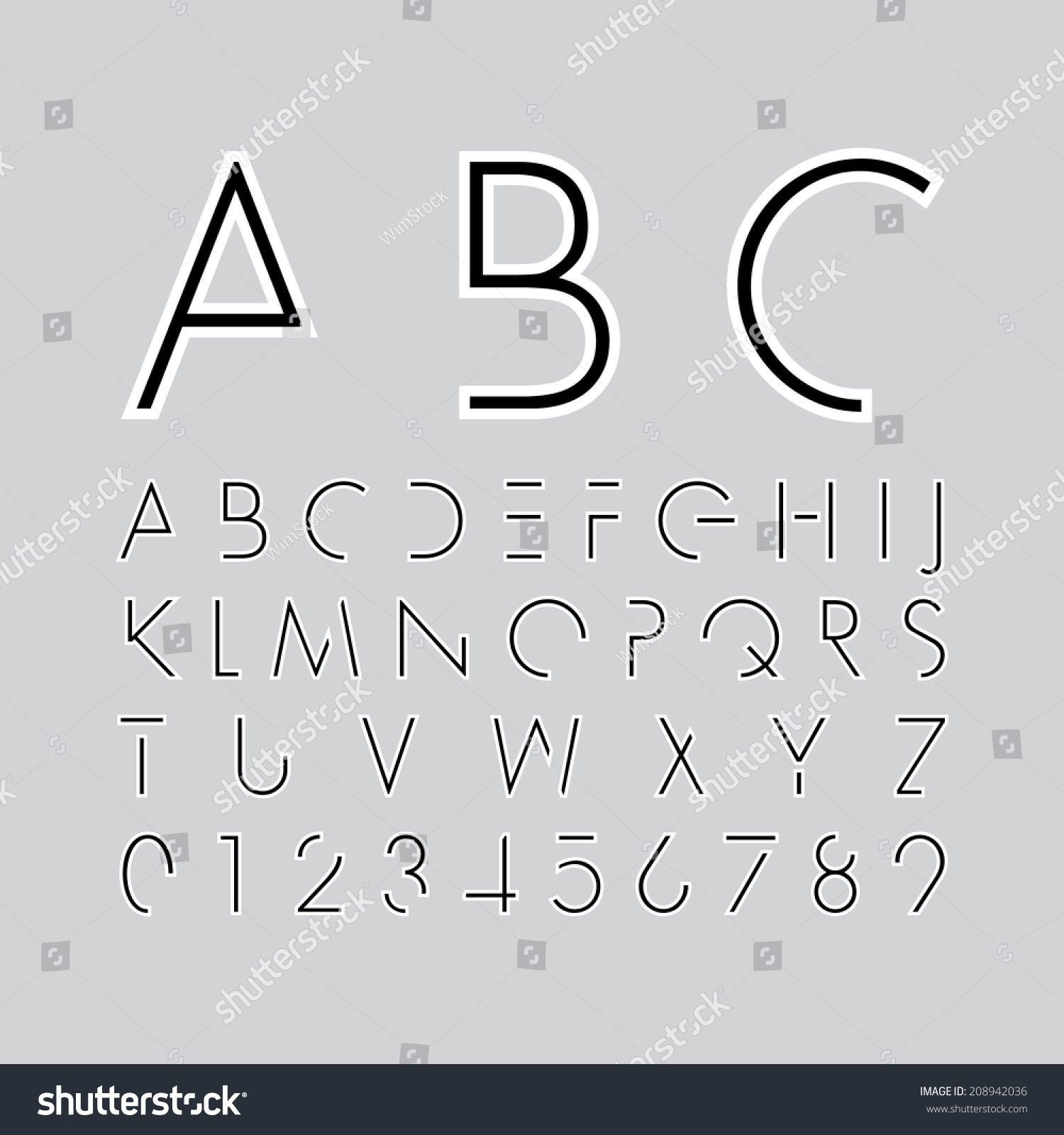 Alphabetic Fonts And Numbers Stock Vector Illustration 208942036 ...