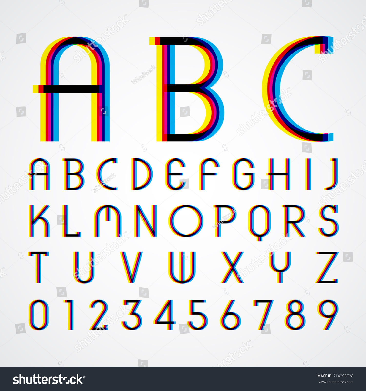 Alphabetic Fonts And Numbers Stock Vector Illustration 214298728 ...