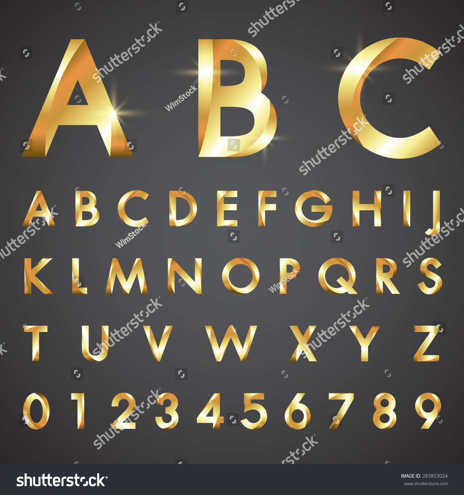 Alphabetic Fonts Numbers Stock Vector (Royalty Free) 283853024 ...