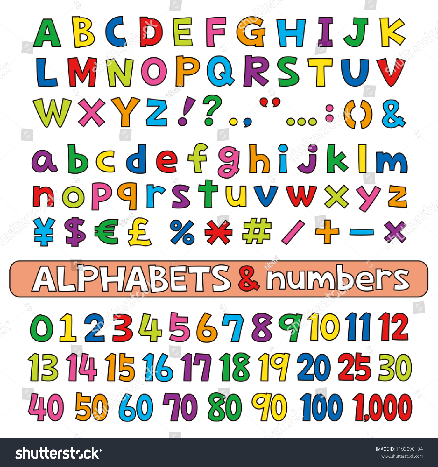 Alphabets Numbers Fonts Vector Set Stock Vector (Royalty Free ...
