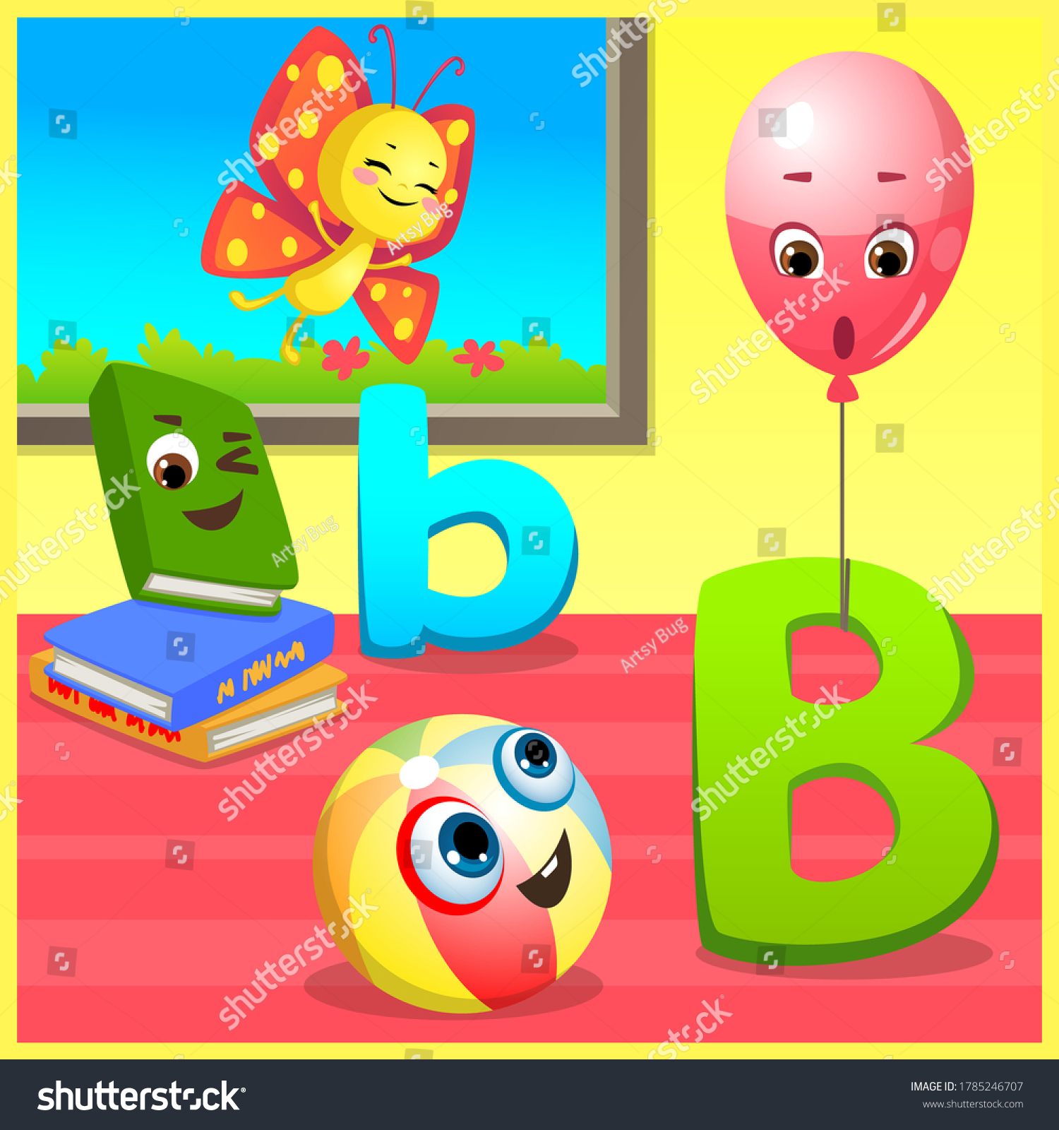Alphabets Learning Kids Different Objects Stock Vector (Royalty Free ...