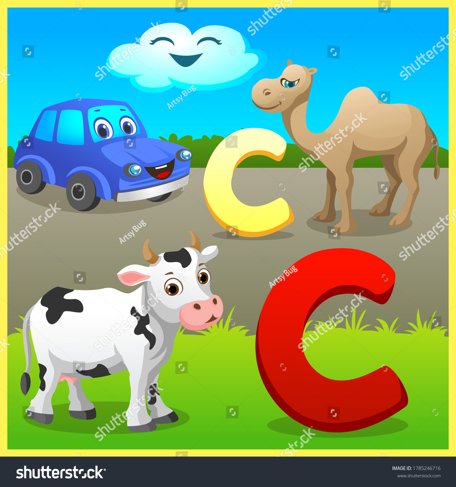 Alphabets Learning Kids Different Objects Stock Vector (Royalty Free ...