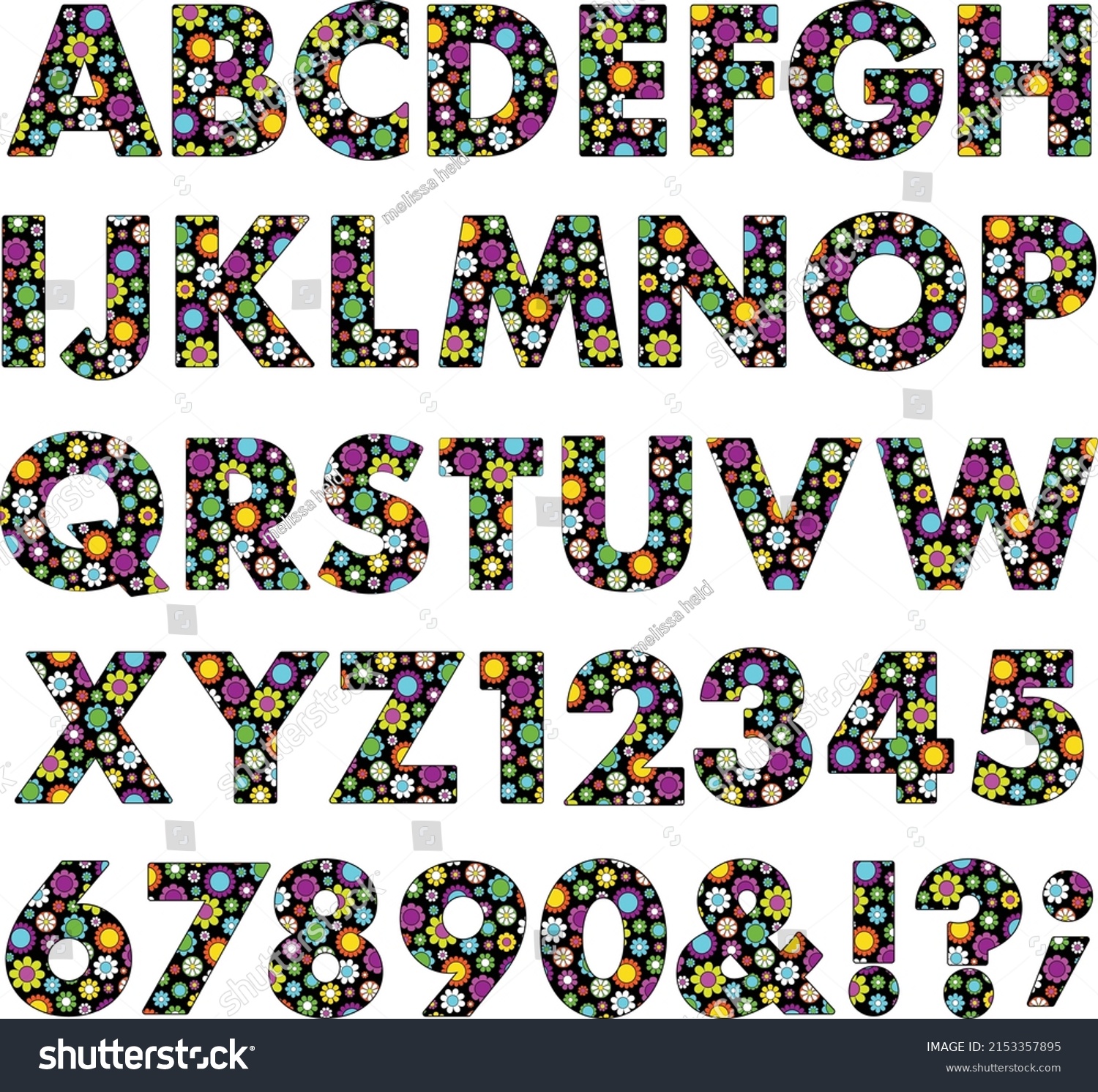 Alphabets Mod Neon Flowers Vector Stock Vector (Royalty Free ...