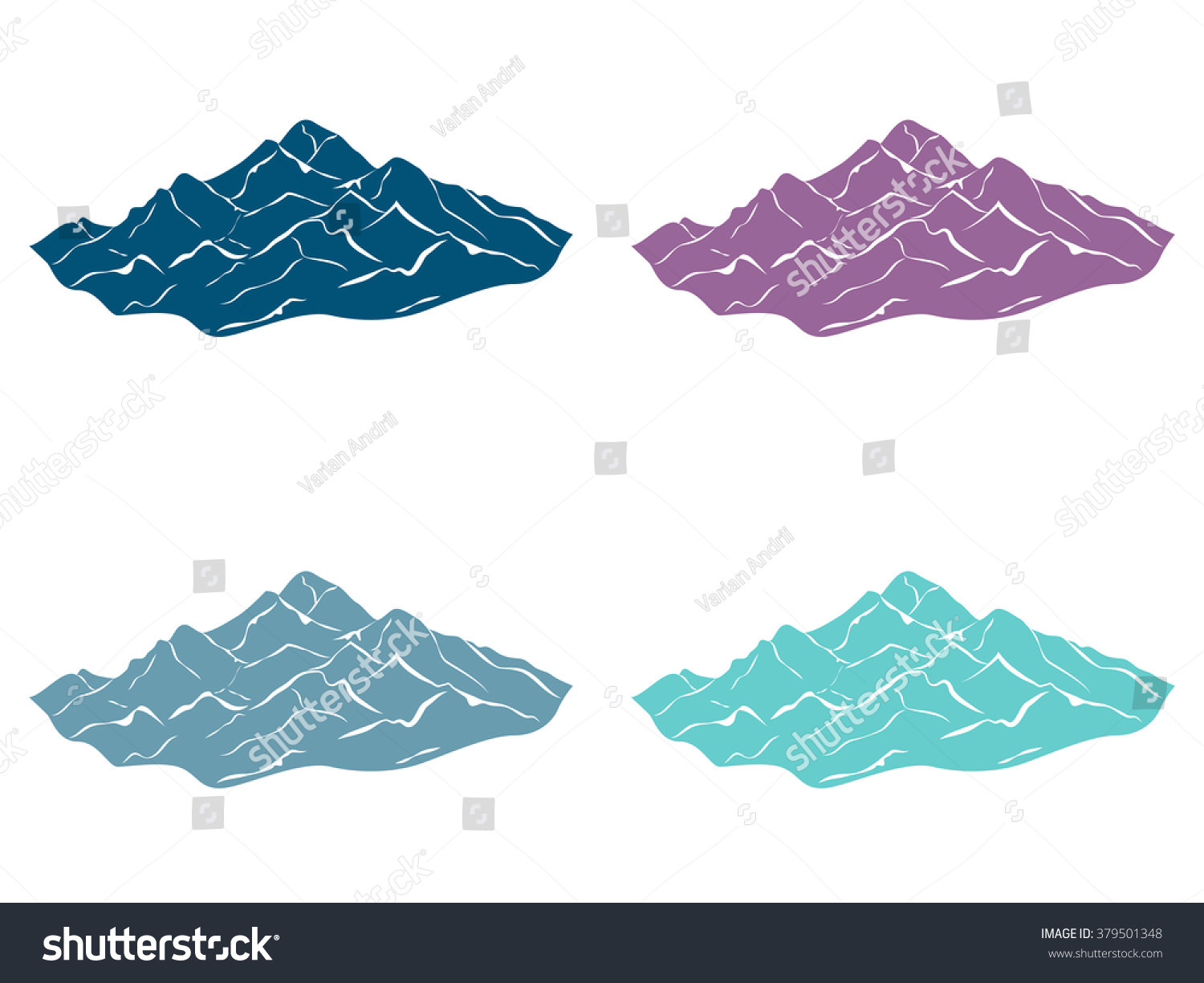 Alpine Mountain Landscape Vector Outline Illustration Stock Vector ...