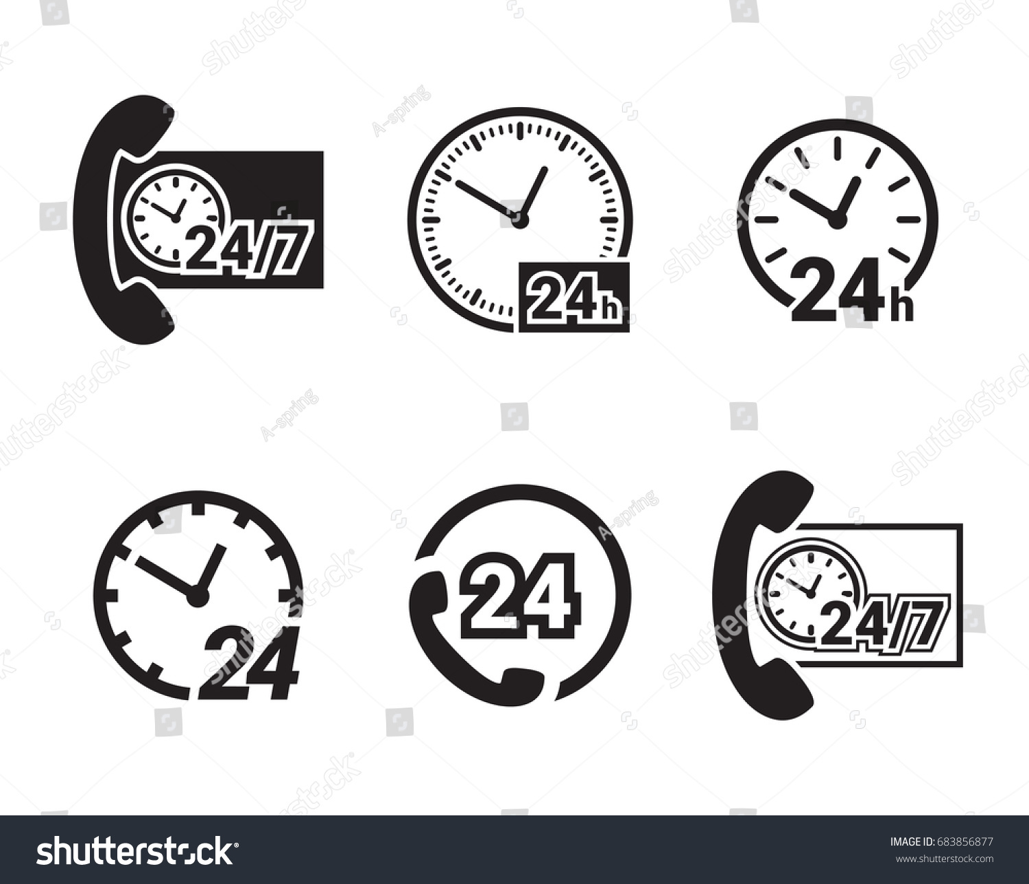 Always Available Services 247 Icons Set Stock Vector (Royalty Free ...