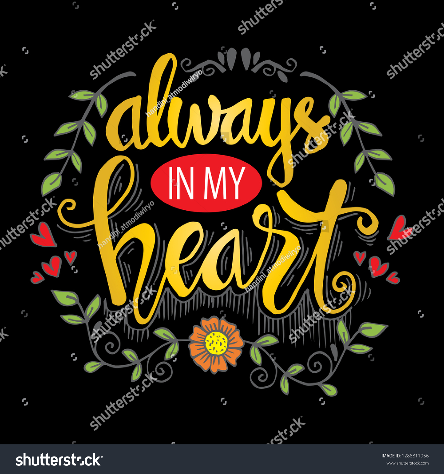 Always My Heart Phrase Hand Lettering Stock Vector Royalty Free