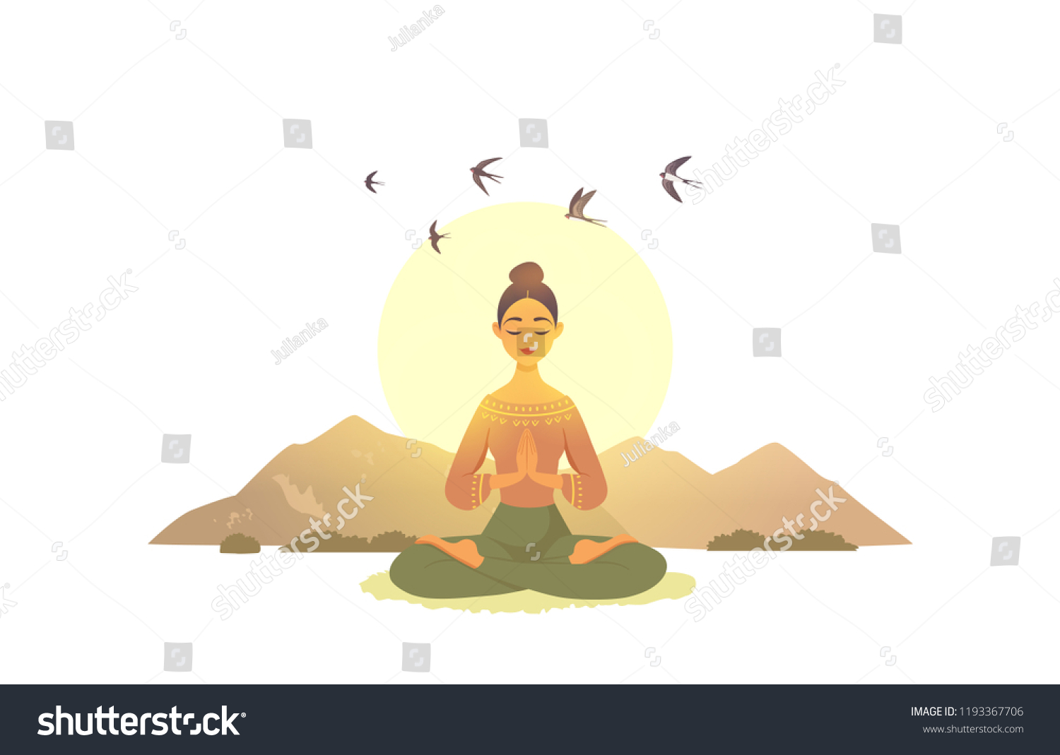 Vektor Stok Amazing Cartoon Girl Yoga Lotus Practices (Tanpa Royalti ... Vektor Stok Amazing Cartoon Girl Yoga Lotus Practices (Tanpa Royalti ...