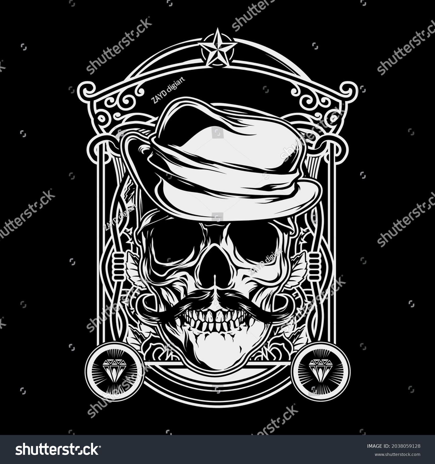 Amazing Skull Artwork Vector Illustration Stock Vector (Royalty Free ...