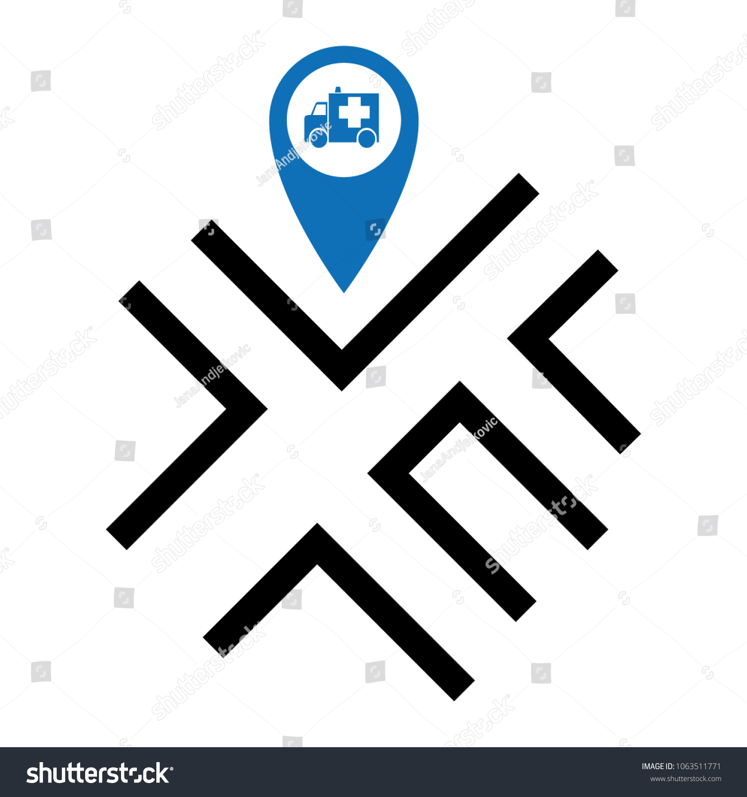 Ambulance Location Icon Stock Vector (Royalty Free) 1063511771