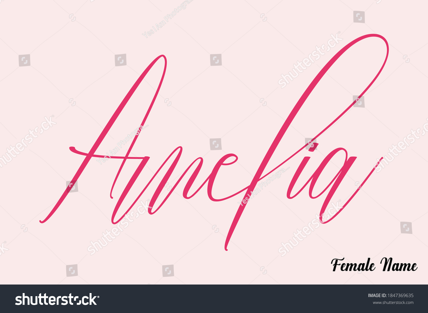 Ameliafemale Name Calligraphy Cursive Dork Pink Stock Vector (Royalty ... Ameliafemale Name Calligraphy Cursive Dork Pink Stock Vector (Royalty ...
