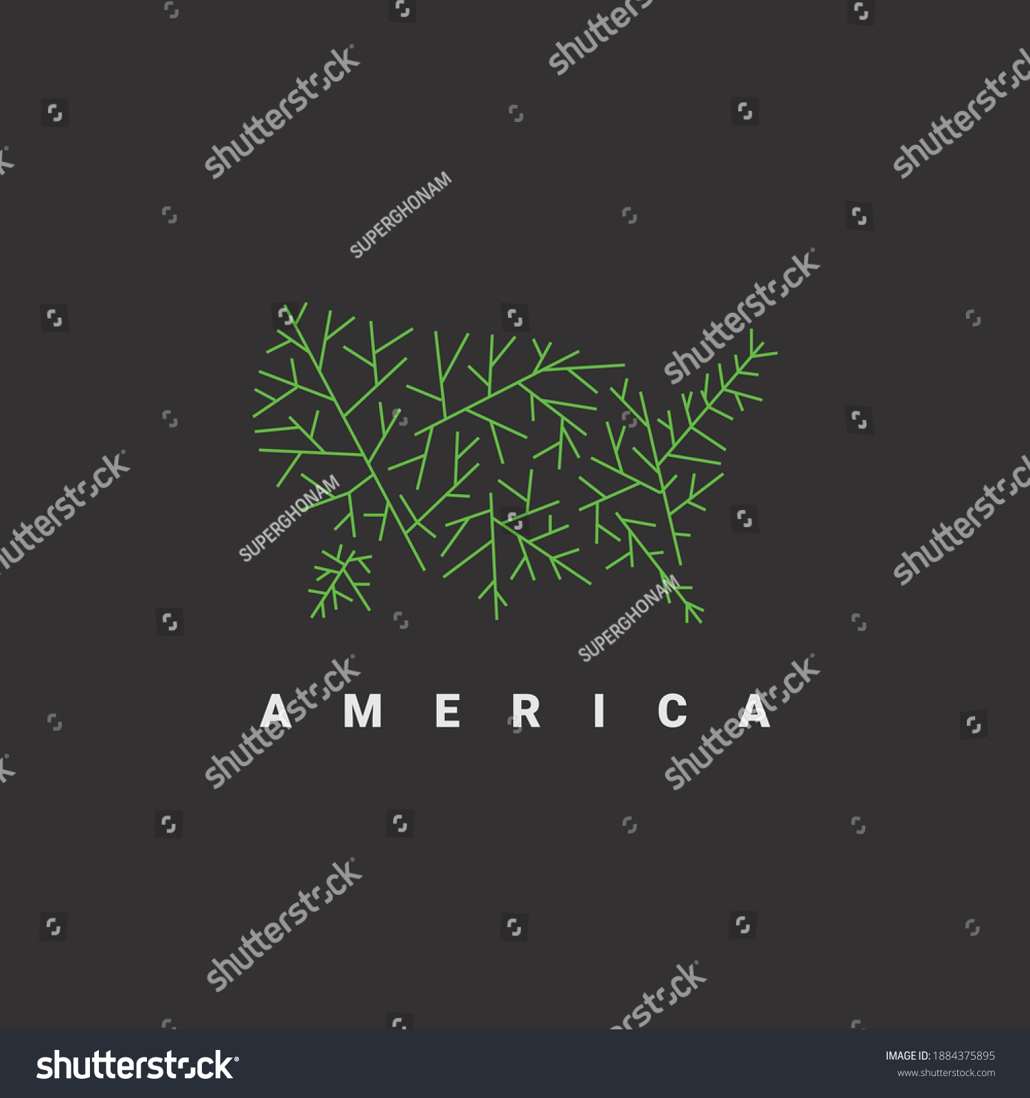 America Map Logo Design Vector Template Stock Vector (Royalty Free ...