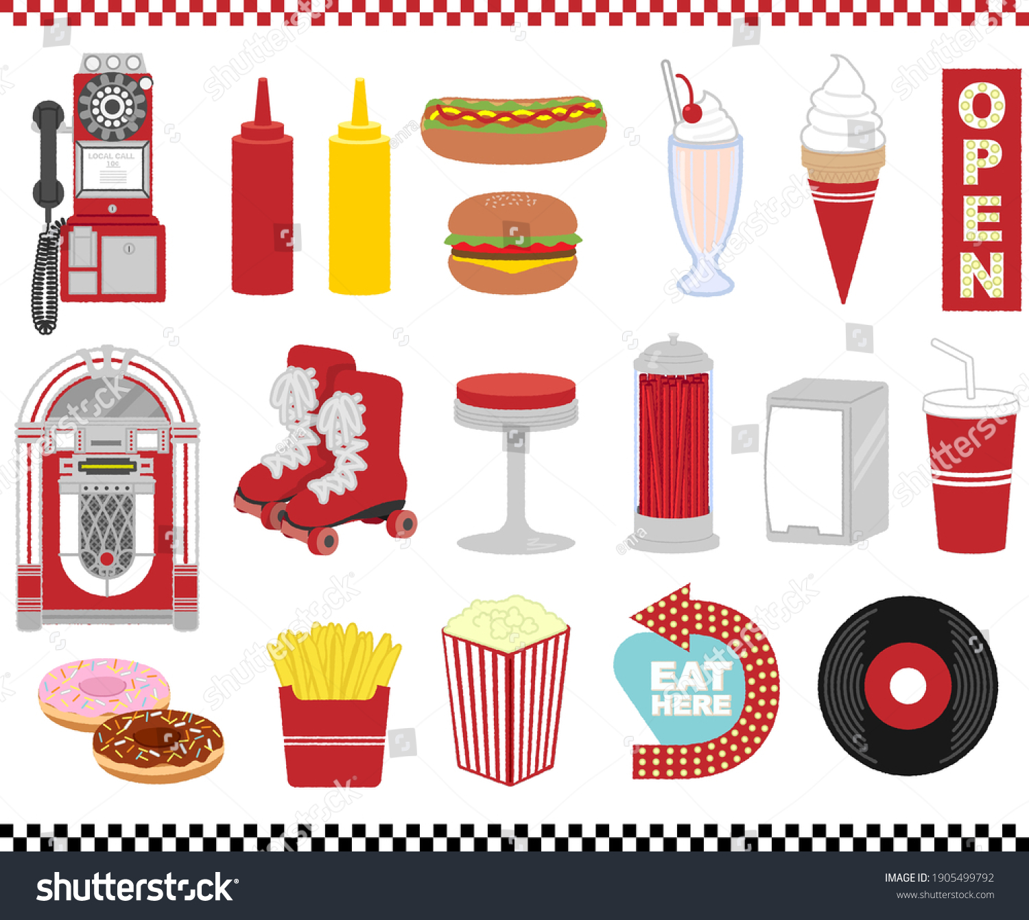 American Diner Illustration Set Material Stock Vector (Royalty Free ...