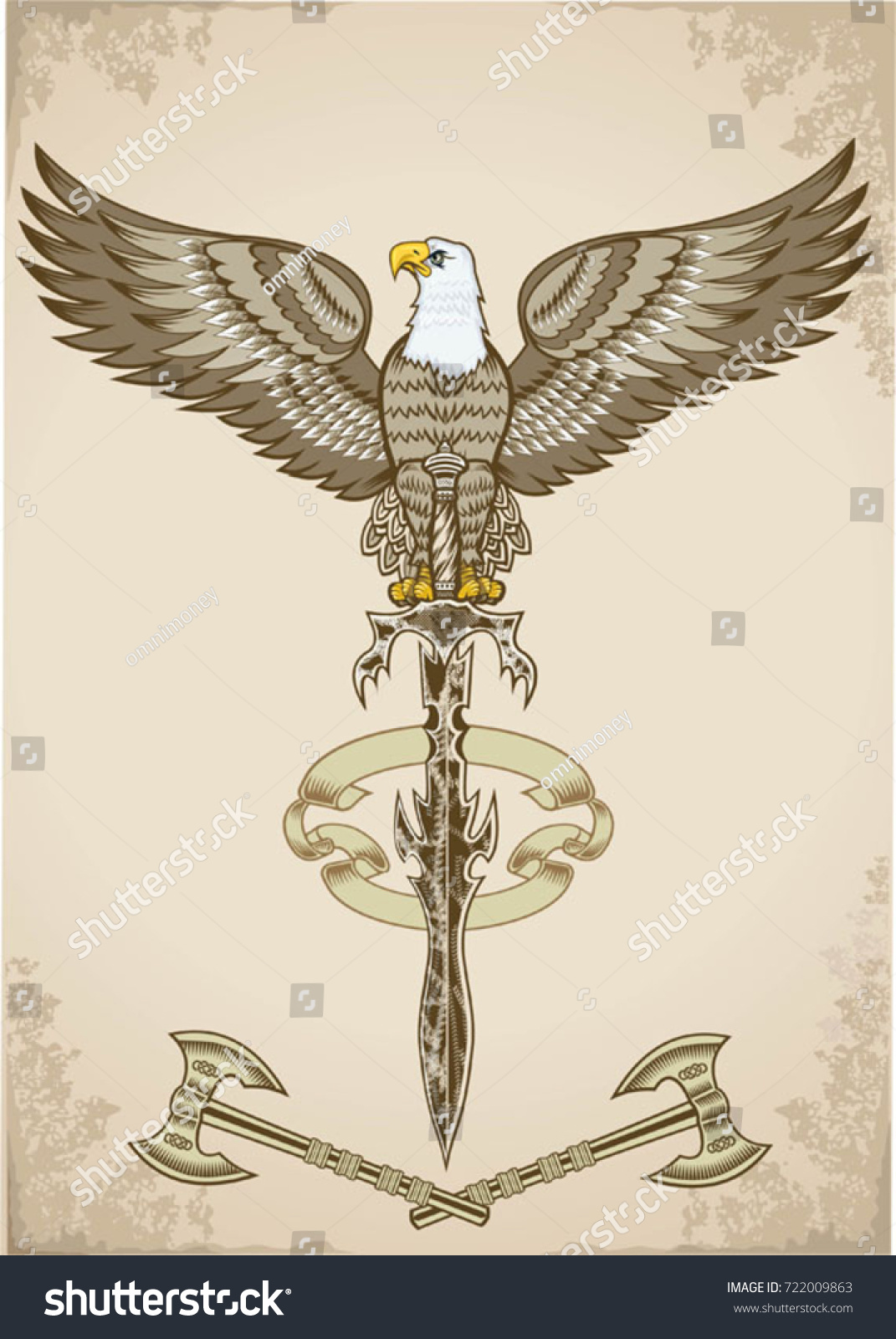 American Eagle Sword: vector de stock (libre de regalías) 722009863