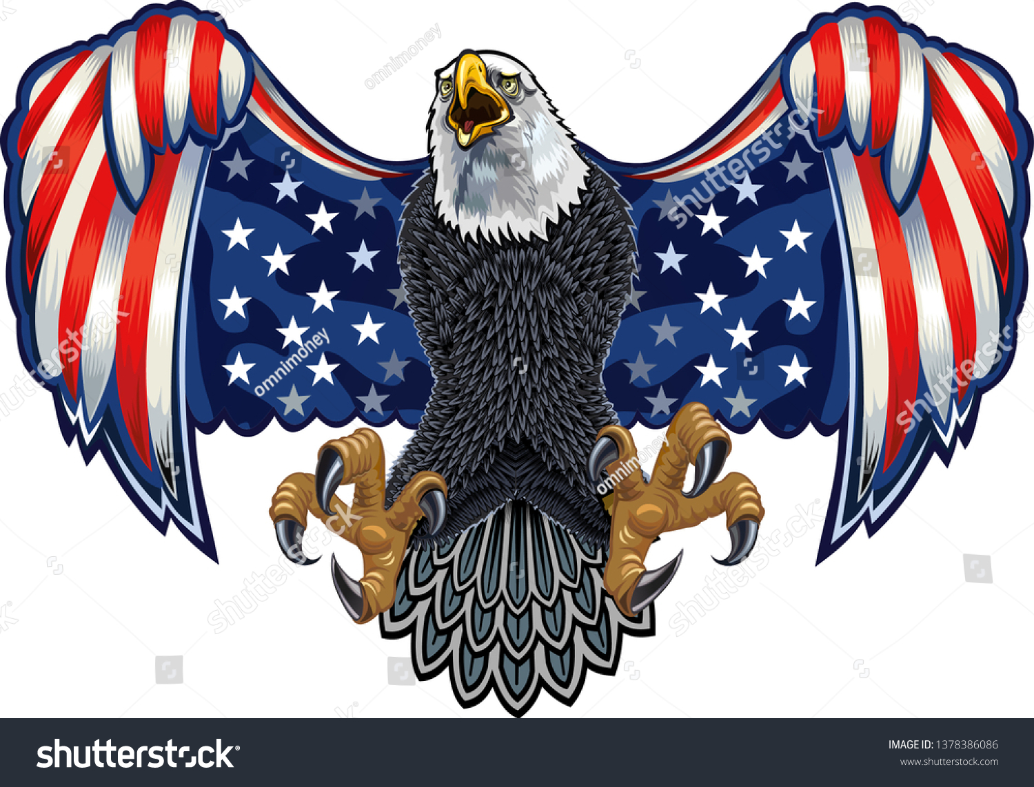 American Eagle Usa Flags: vector de stock (libre de regalías) 1378386086