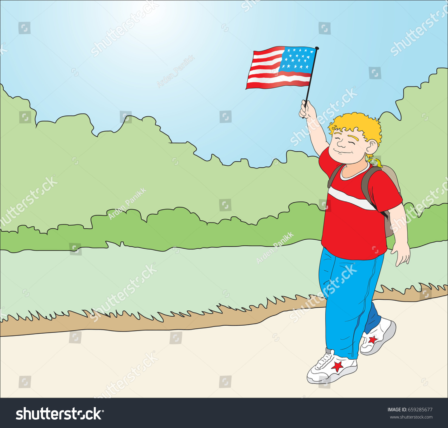 American Flag Flick Vector Cartoon: vector de stock (libre de regalías ...