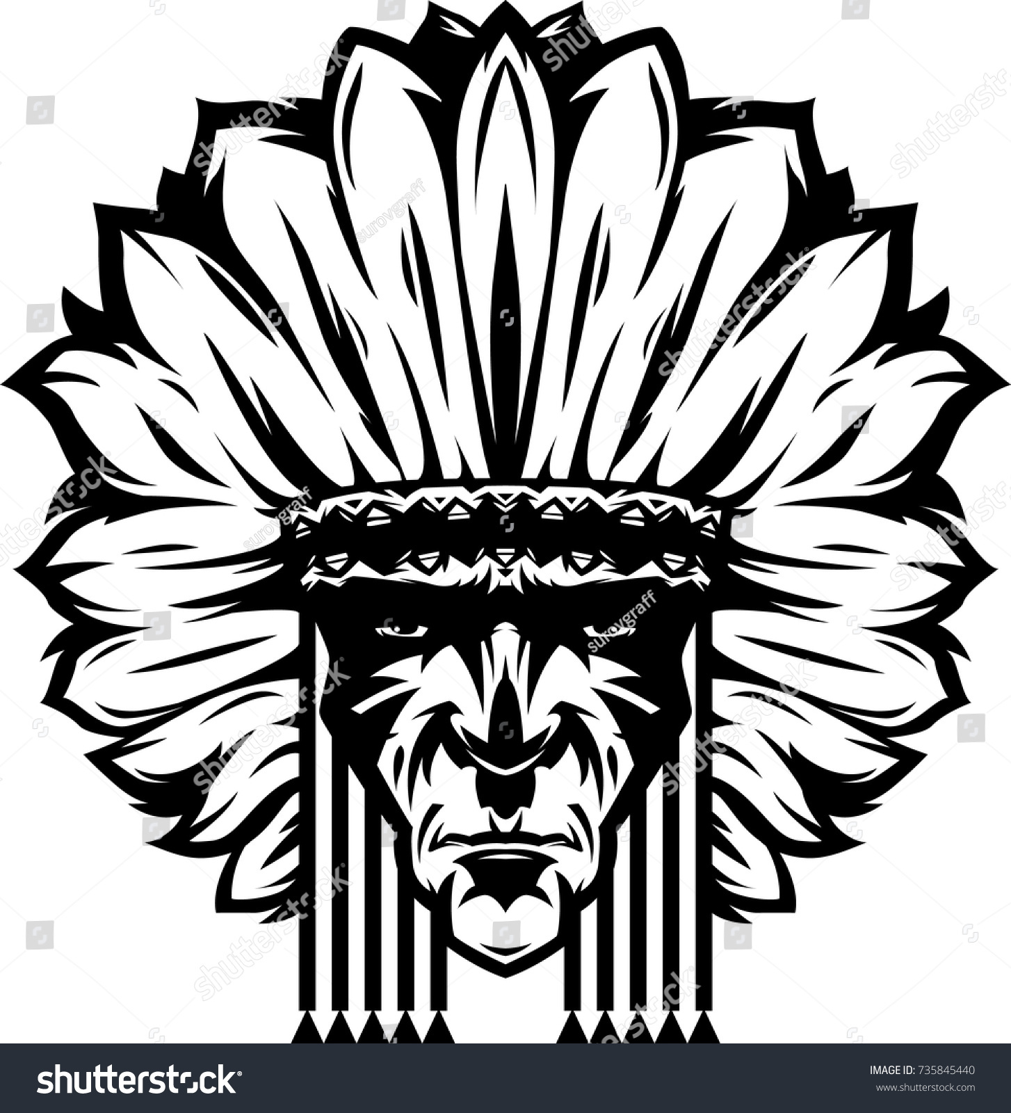 American Indian Injun War Bonnet Vector Stock Vector (Royalty Free ...