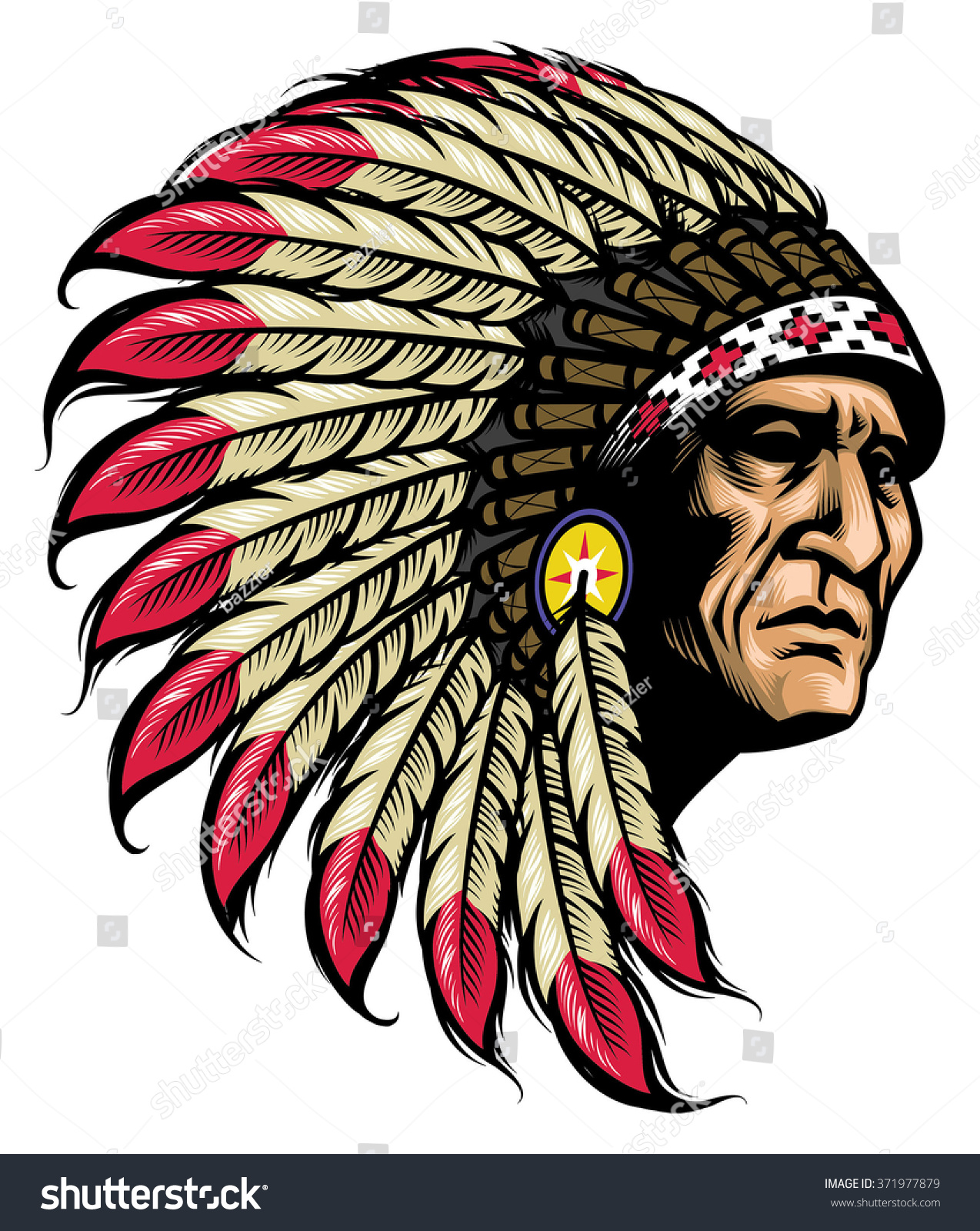 American Native Chief Stock Vector 371977879 : Shutterstock