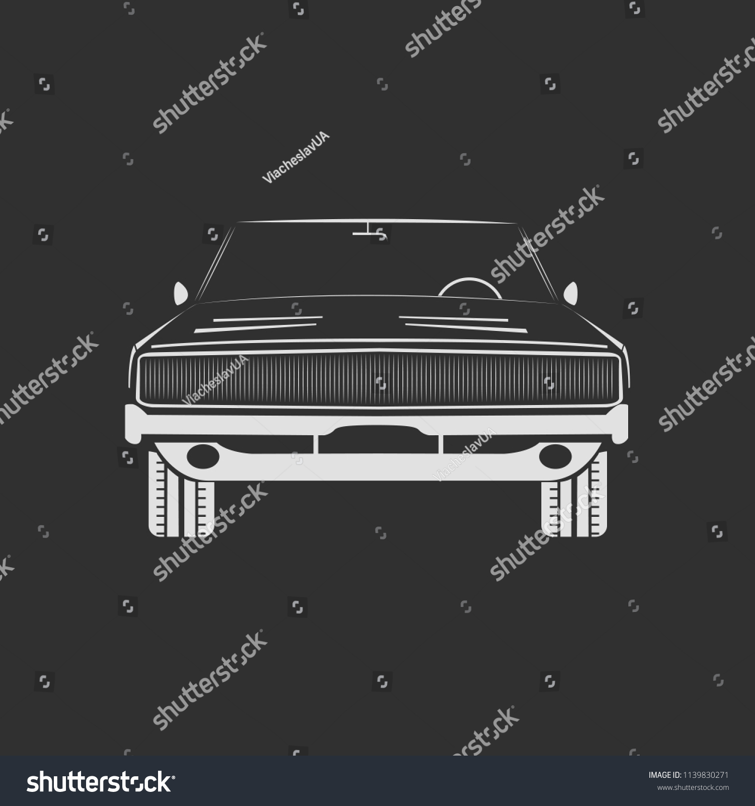 American Retro Car Front View Vector: vector de stock (libre de ...