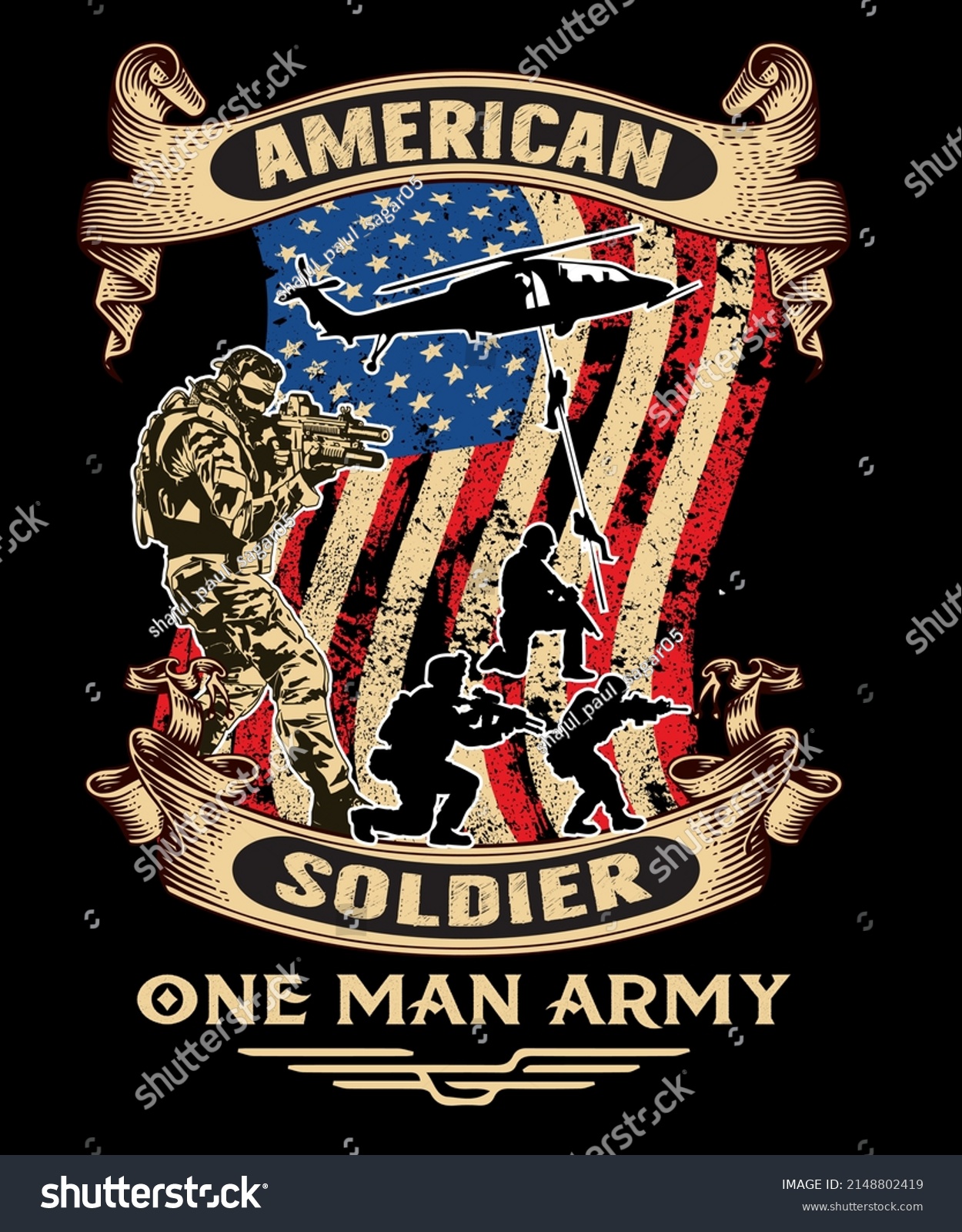 American Soldier One Man Army Stock Vector (Royalty Free) 2148802419 ...