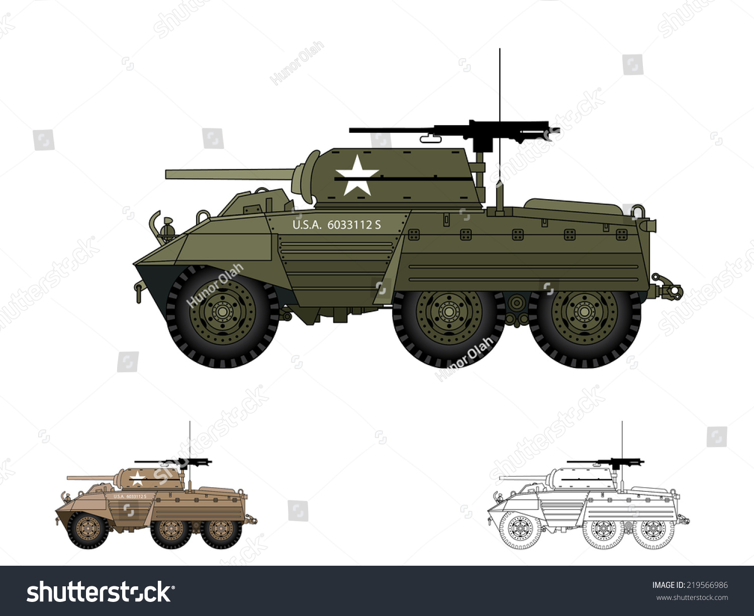 American Ww2 Afv Stock Vector (Royalty Free) 219566986 | Shutterstock