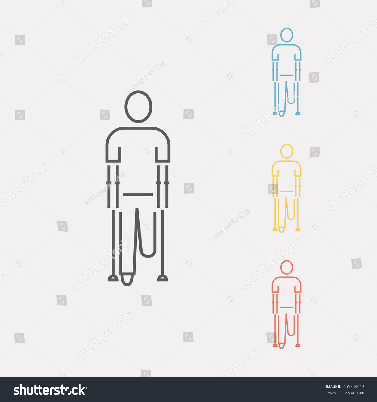 Amputee Icon Vector Line Illustration: เวกเตอร์สต็อก (ปลอดค่าลิขสิทธิ์ ...