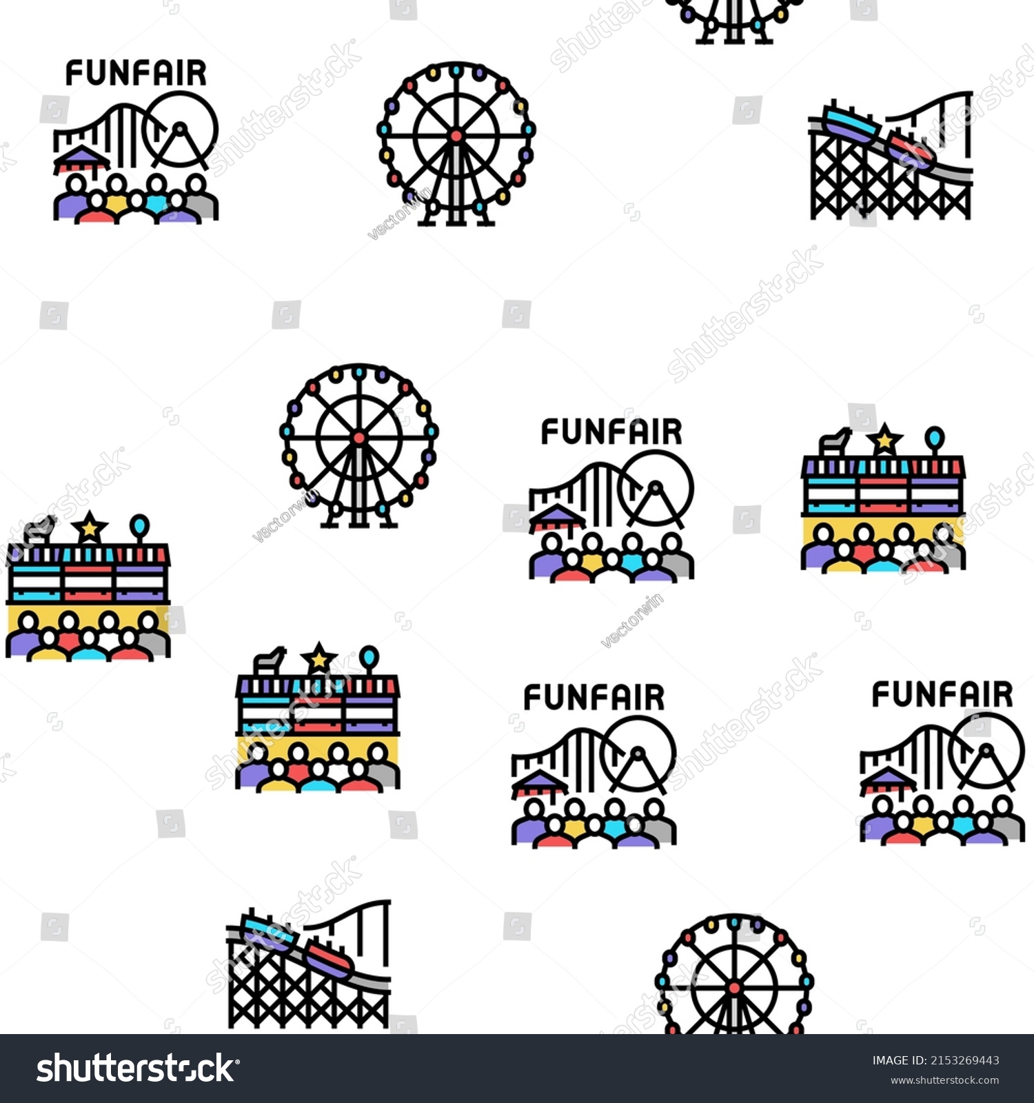 Amusement Park Entertainment Vector Seamless Pattern Stock Vector ...