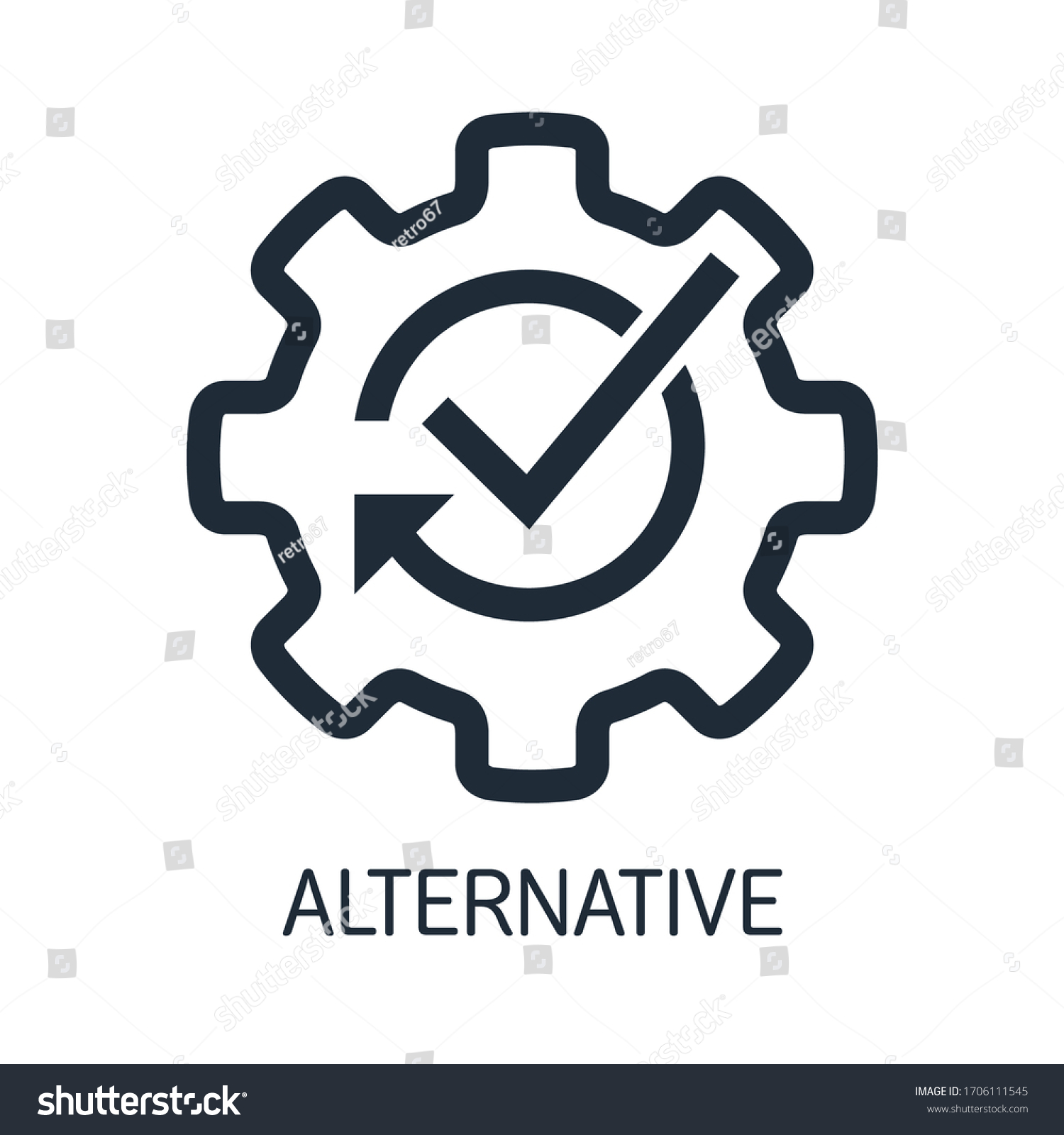 Una solución alternativa. Icono lineal vectorial: vector de stock ...