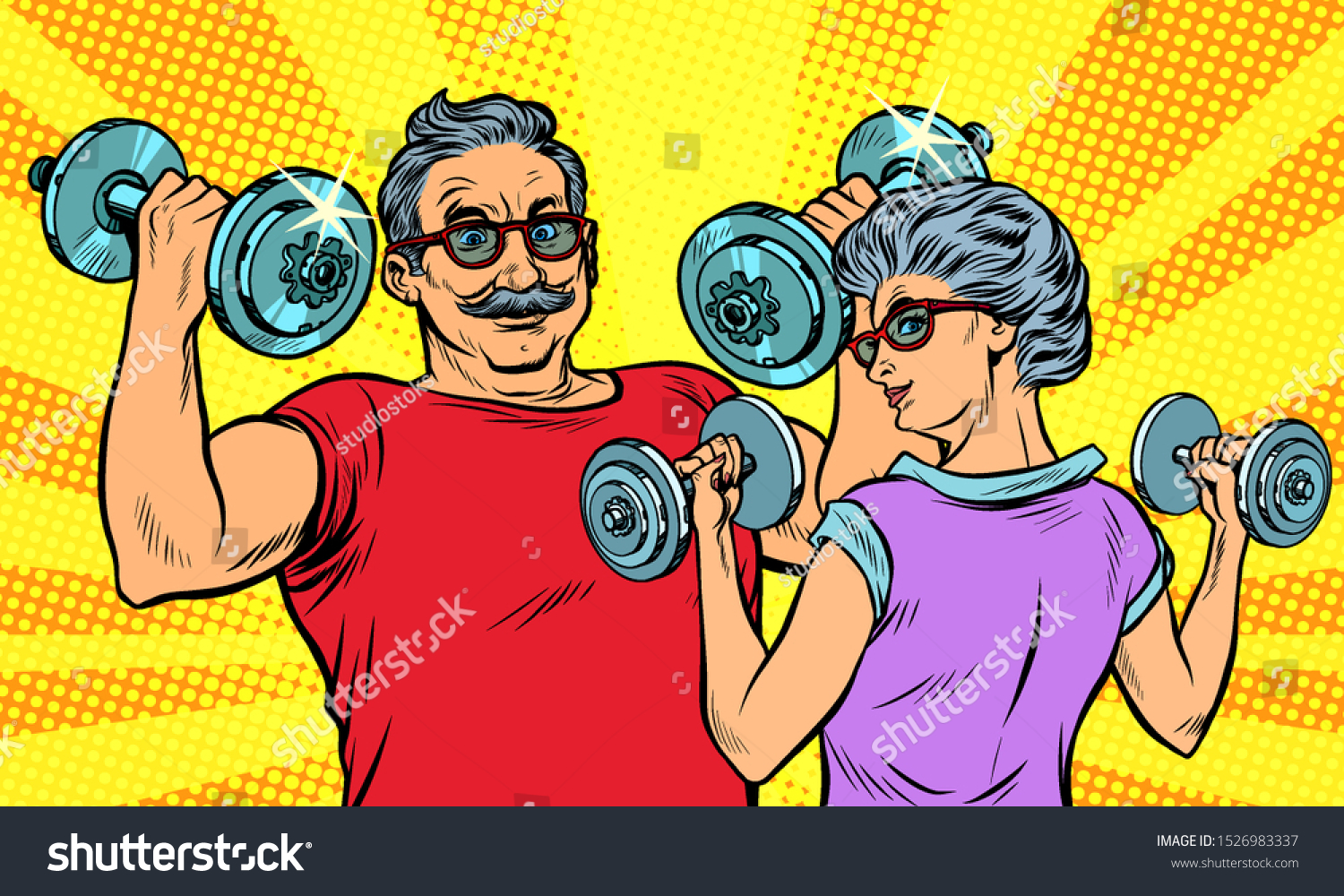 Elderly Man Woman Grandma Grandpa Retired стоковая векторная графика