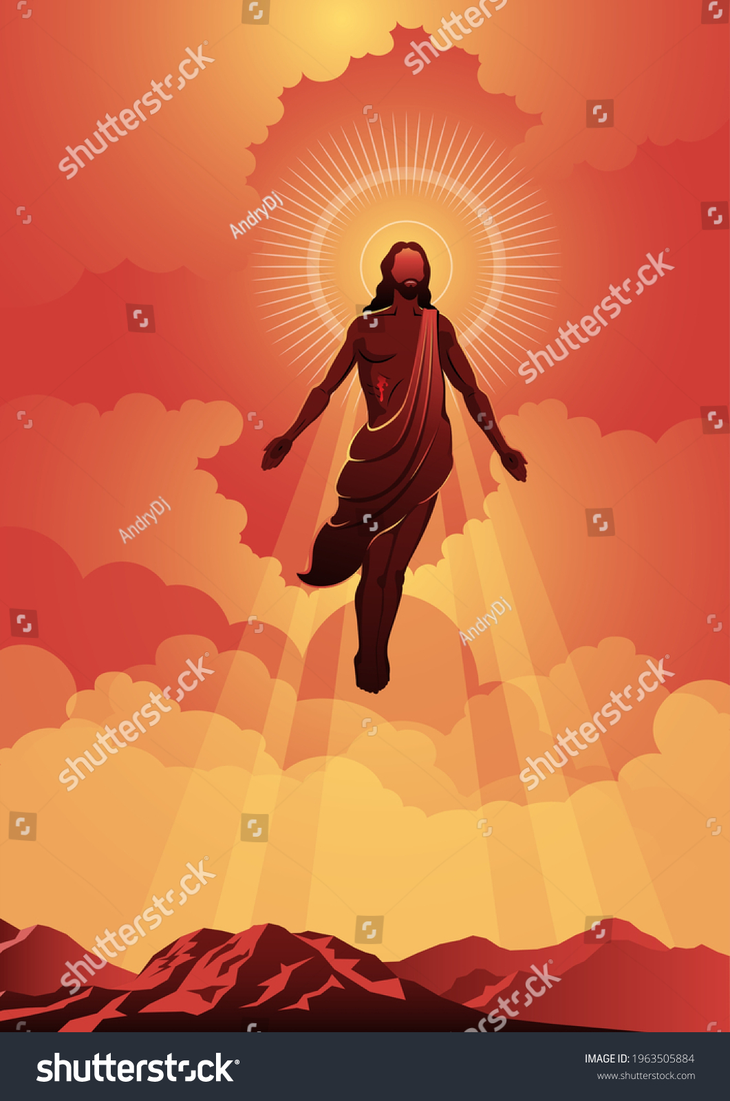 Vektor Stok Illustration Ascension Day Jesus Christ Vector (Tanpa ... Vektor Stok Illustration Ascension Day Jesus Christ Vector (Tanpa ...