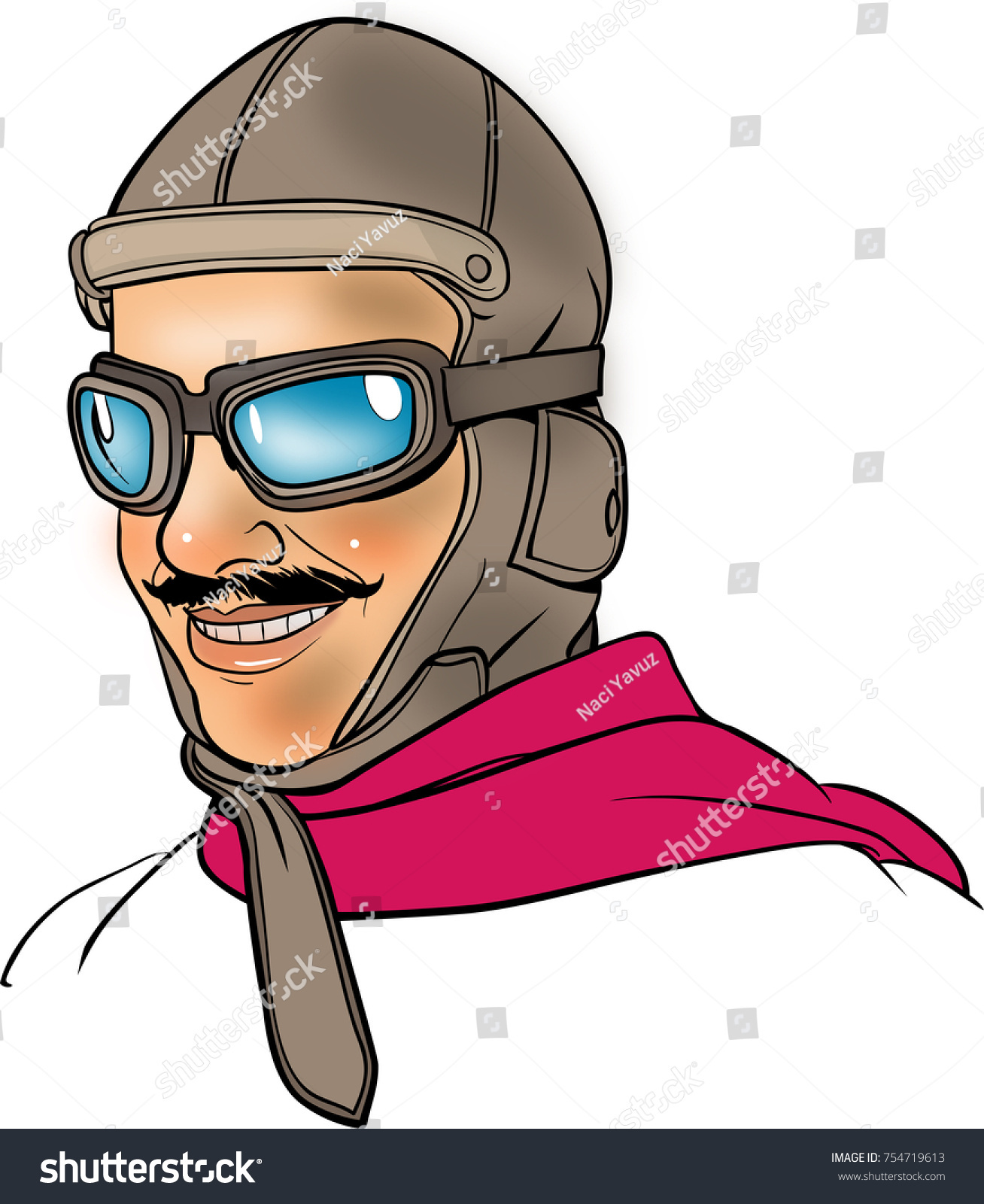 Oldfashioned Pilot Illustration Stock Vector (Royalty Free) 754719613