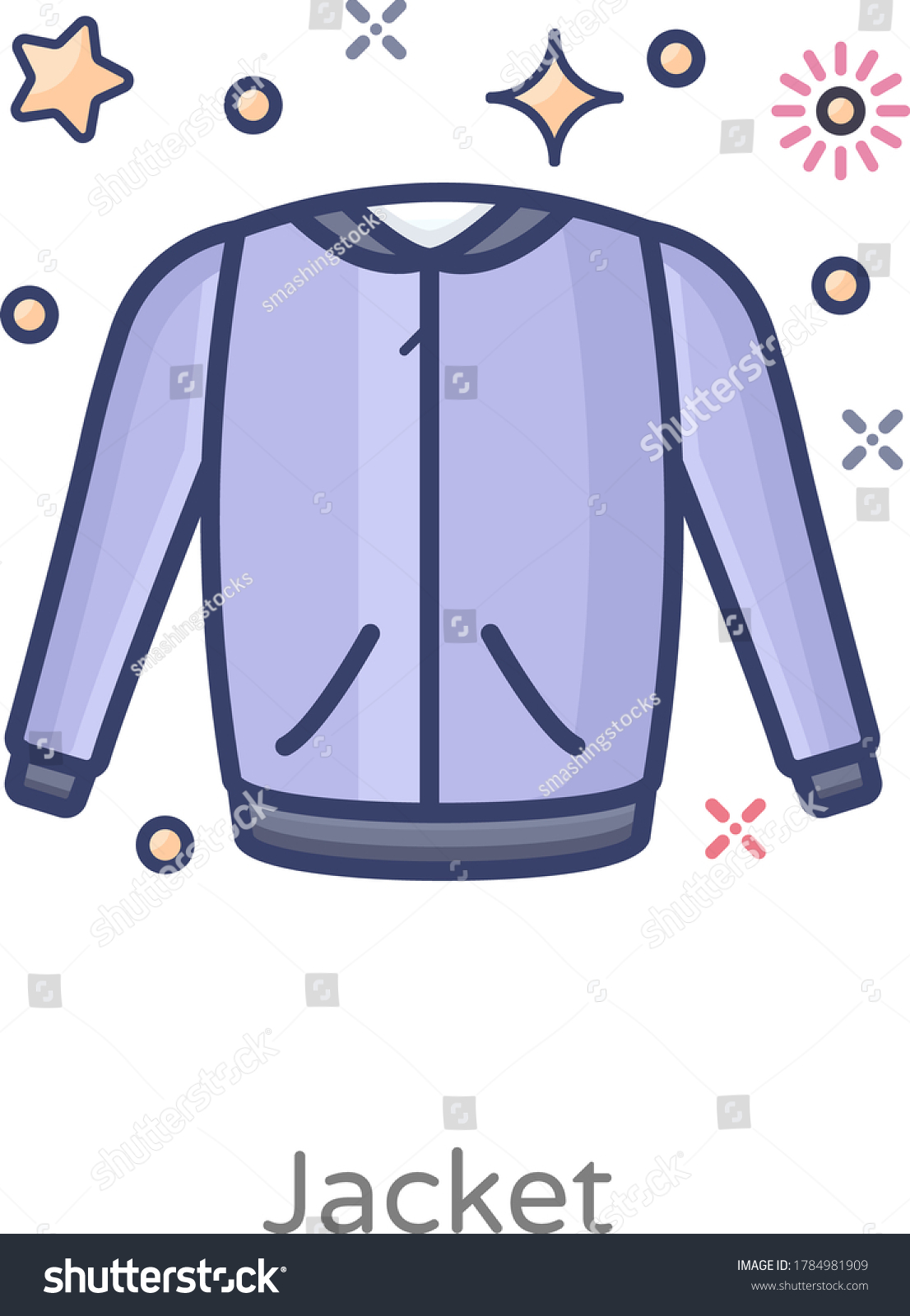 Outer Winter Garment Bomber Jacket Icon Stock Vector (Royalty Free ...