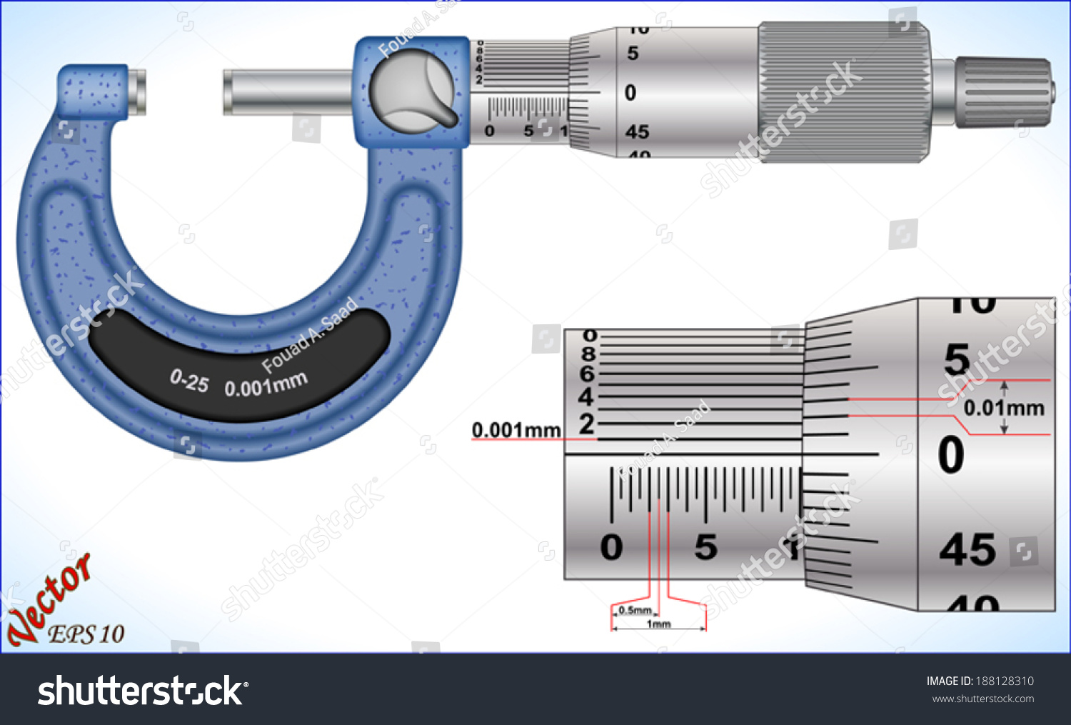 Analog Outside Micrometer 0001mm Stock Vector (Royalty Free) 188128310 | Shutterstock