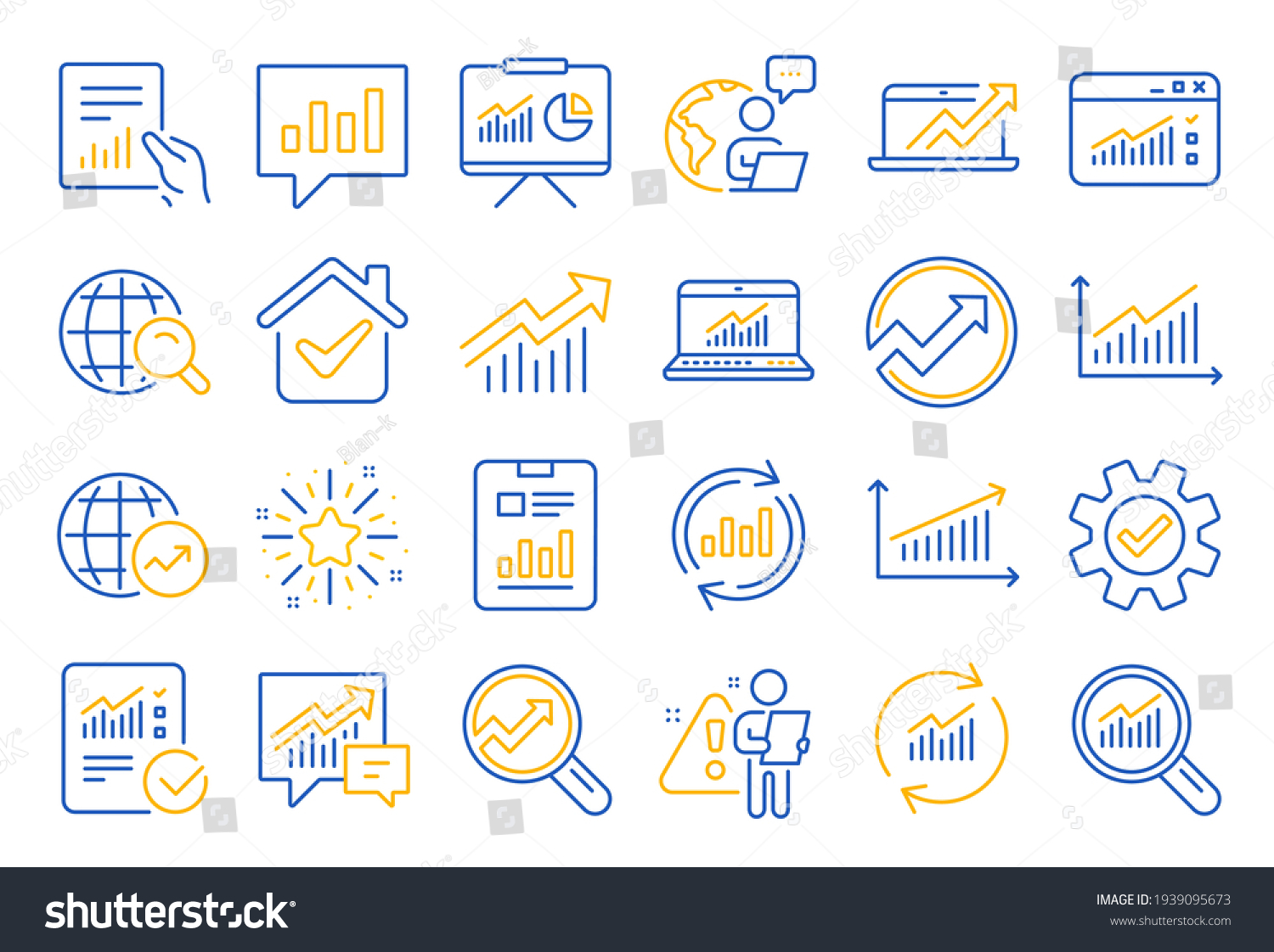 Analysis Line Icons Charts Reports Graphs Stock Vector (Royalty Free ...