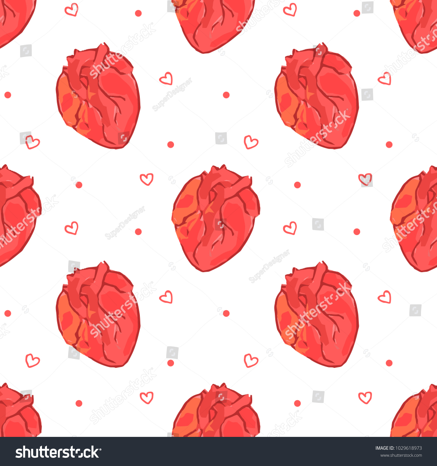 Anatomy Heart Seamless Pattern Simple Flat Stock Vector (Royalty Free ...