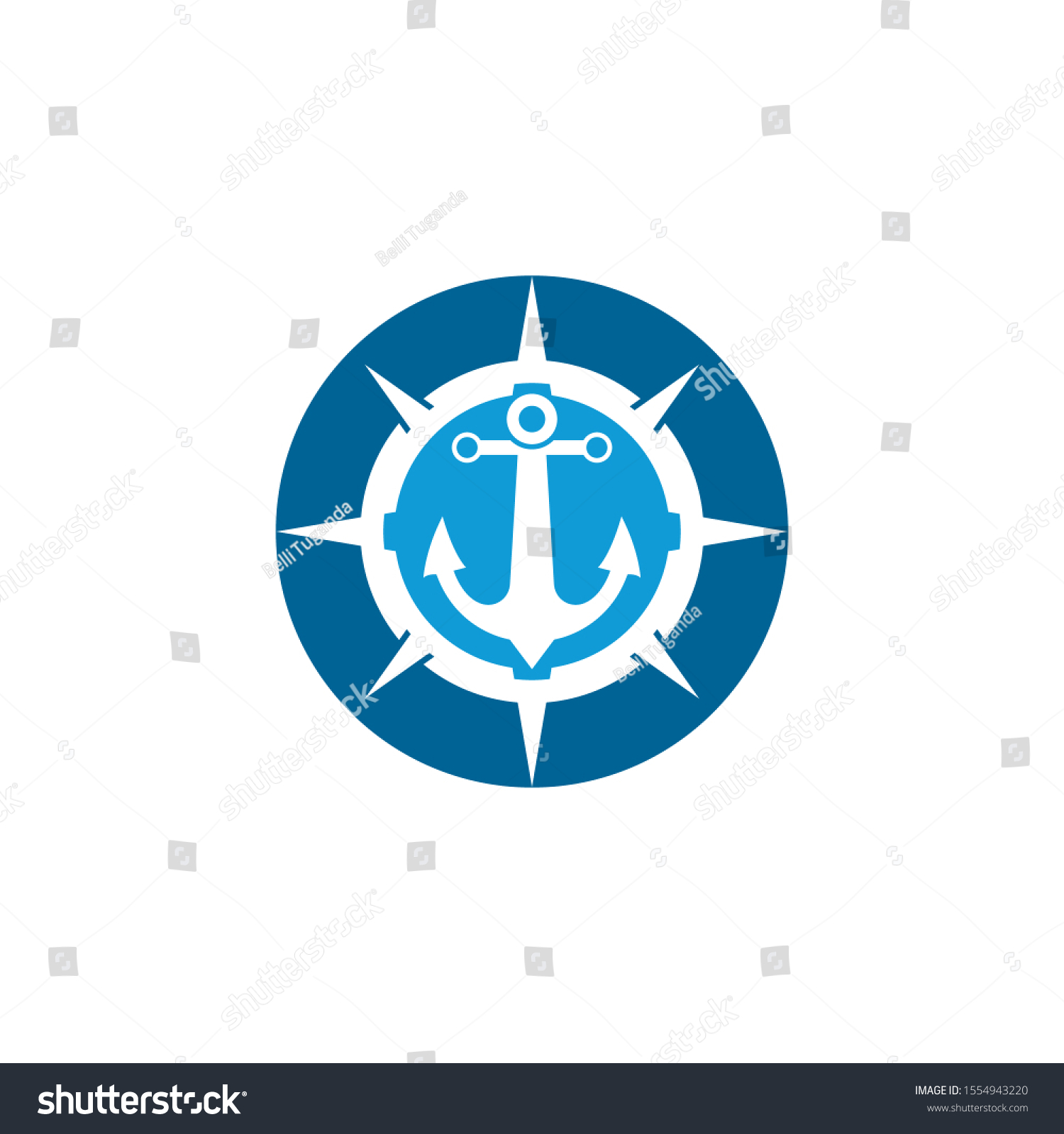 Anchor Compass Logo Design Icon Symbol Stock Vector Royalty Free 1554943220